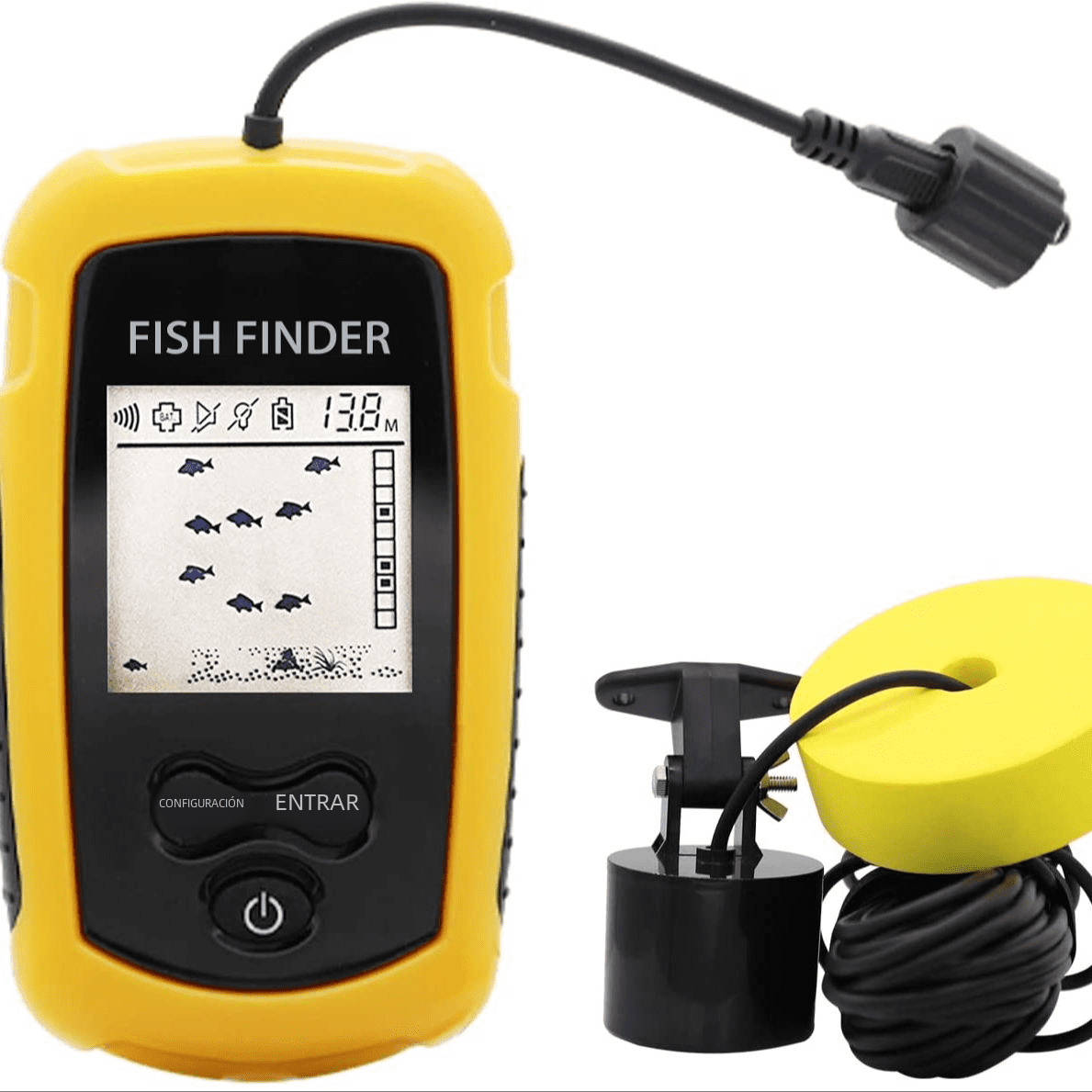 Portable Fish Finder Sonar 100M with Alarm, 45 Degree Sonar Coverage ...