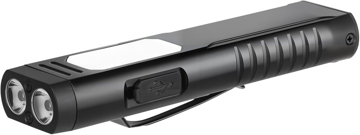 Portable Flat Pocket Flashlight, Slim Rechargeable EDC Flashlight with ...