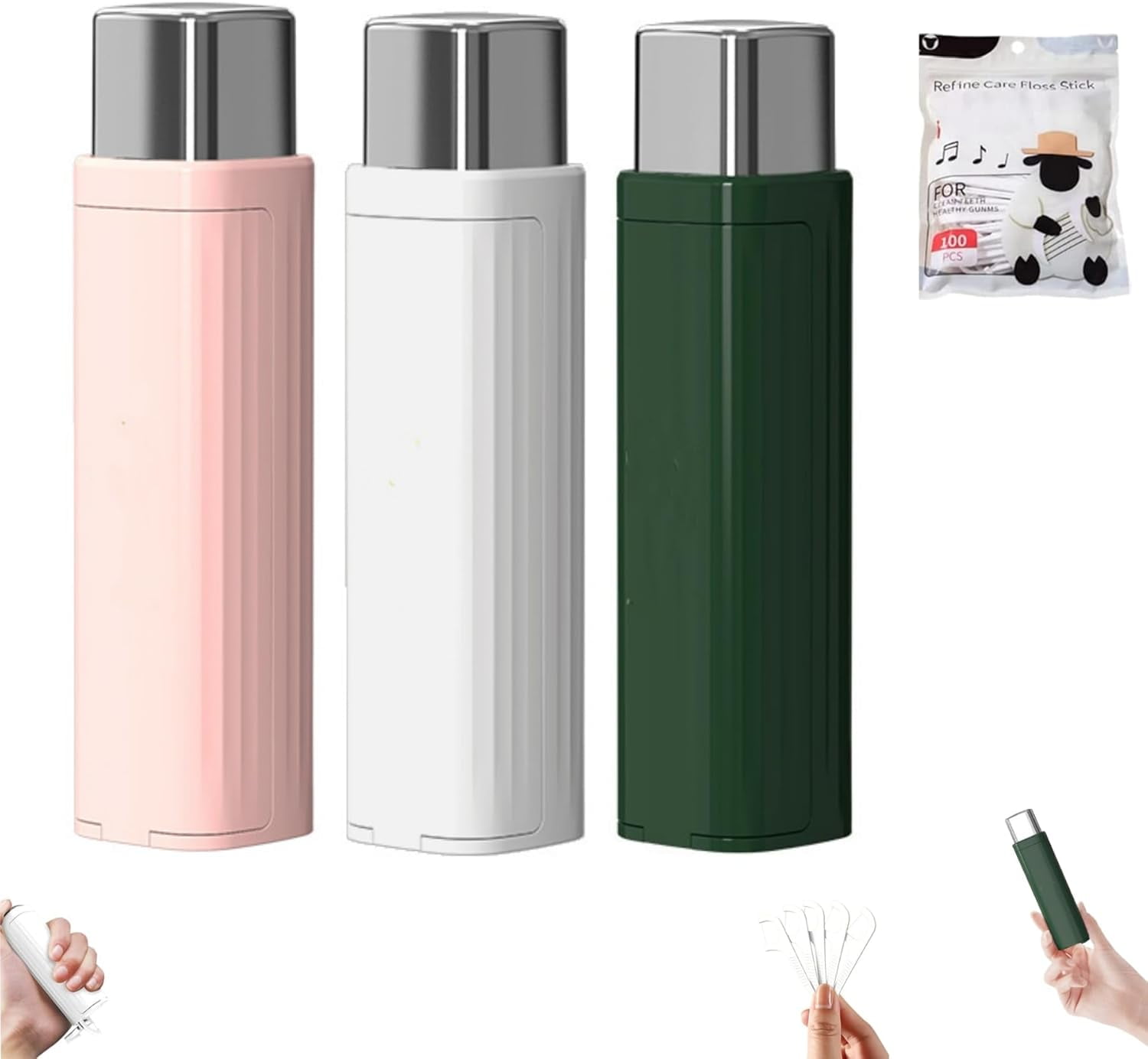 Portable Floss Dispenser with 100 Pcs Dental Floss, Dental Floss ...