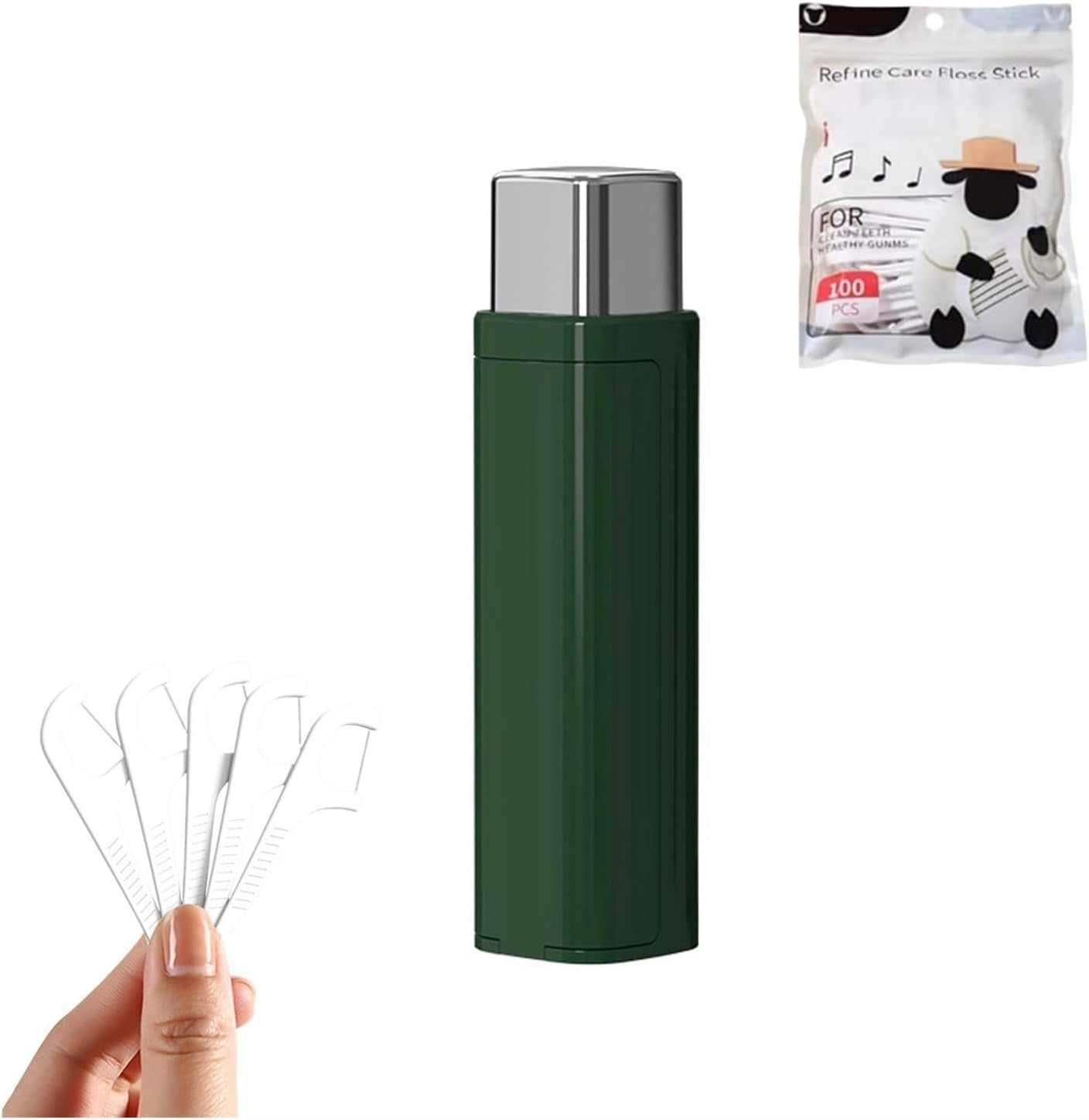 Portable Floss Dispenser with 100 Floss Picks, Automatic Floss Pick ...