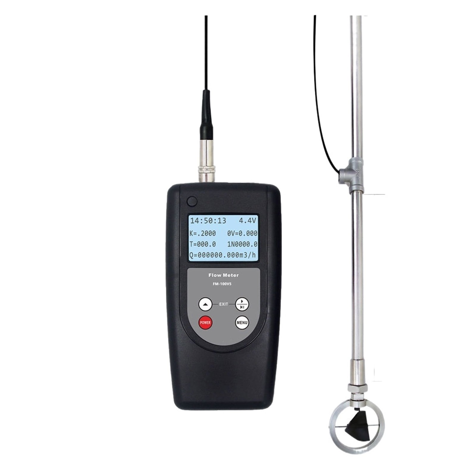 Portable Flow Meter, FM-100V5 Digital Flowmeter, Portable Flow Rate ...