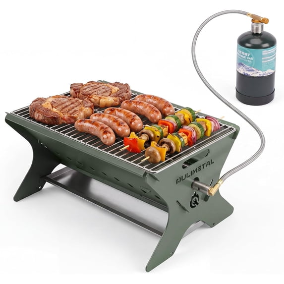 Portable Foldable 3-in-1 Charcoal Wood Gas Grill with Carry Bag Heavy ...