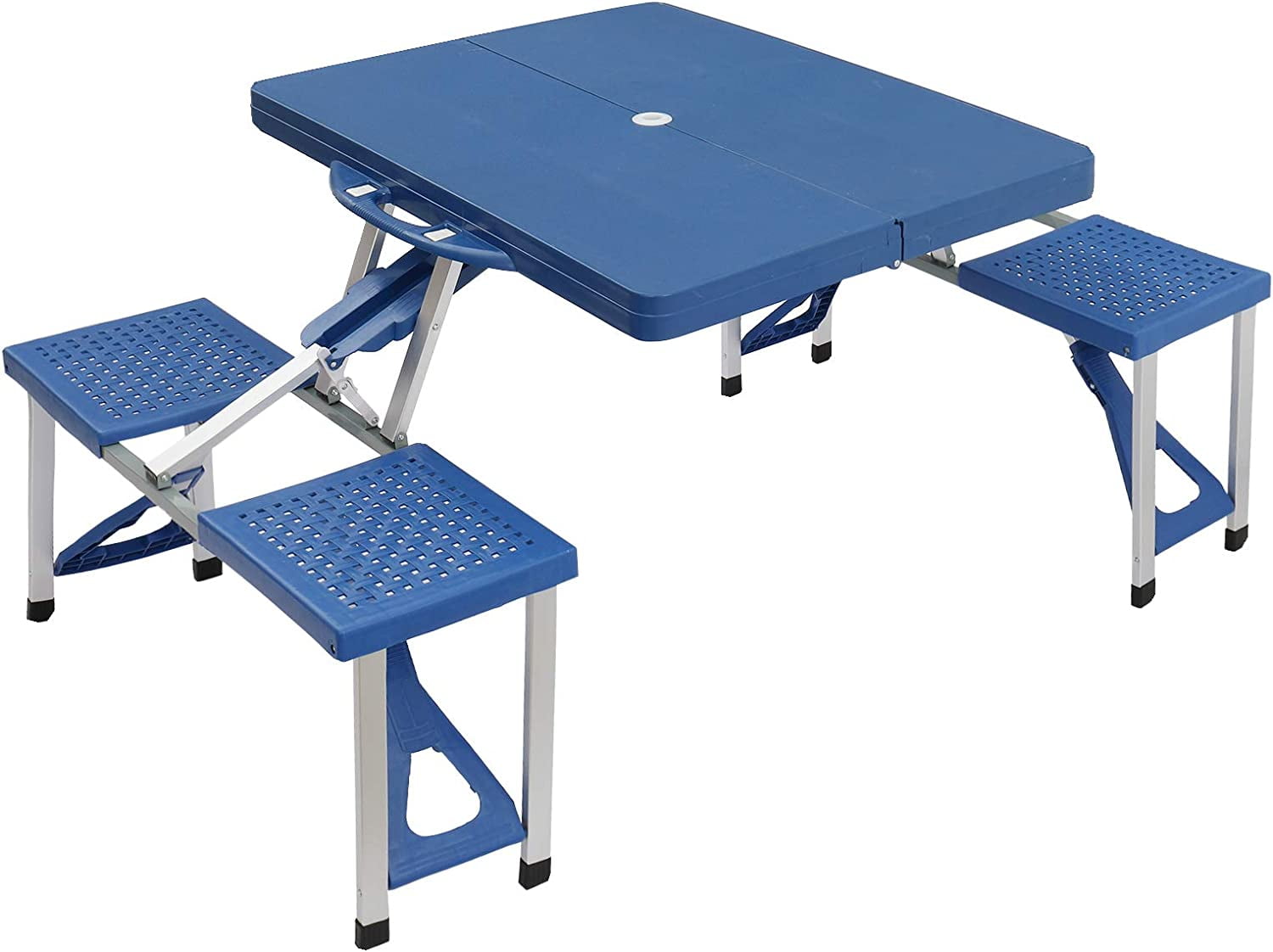 Portable Foldable Camping Picnic Table Set with Four Chairs and ...