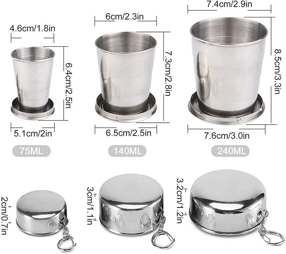 Portable Foldable Cup 75ml/150ml/250ml Outdoor Travel Collapsible ...