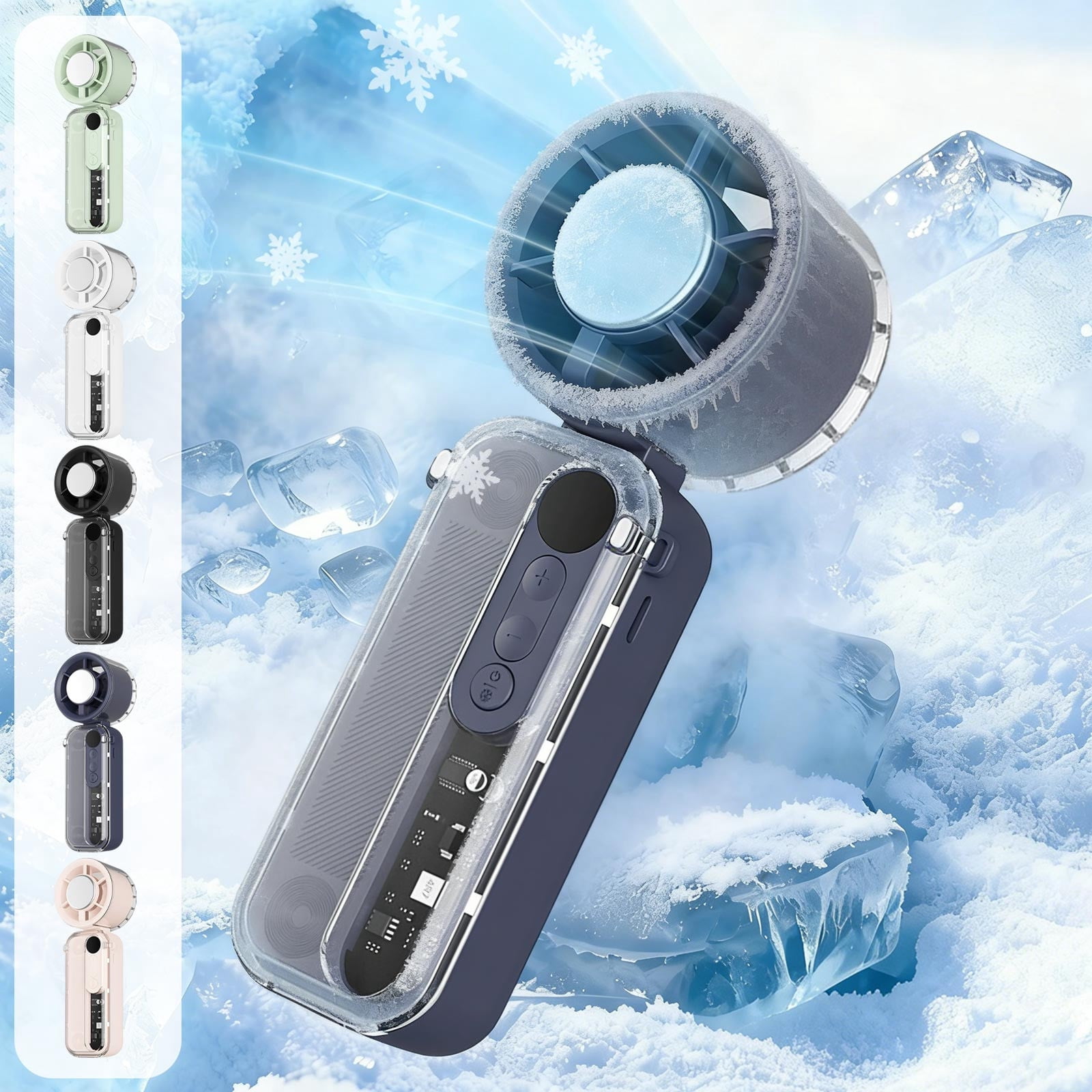 Portable Foldable Handheld Ice Pack Fan, USB Mini Cooling Fan, Silent ...