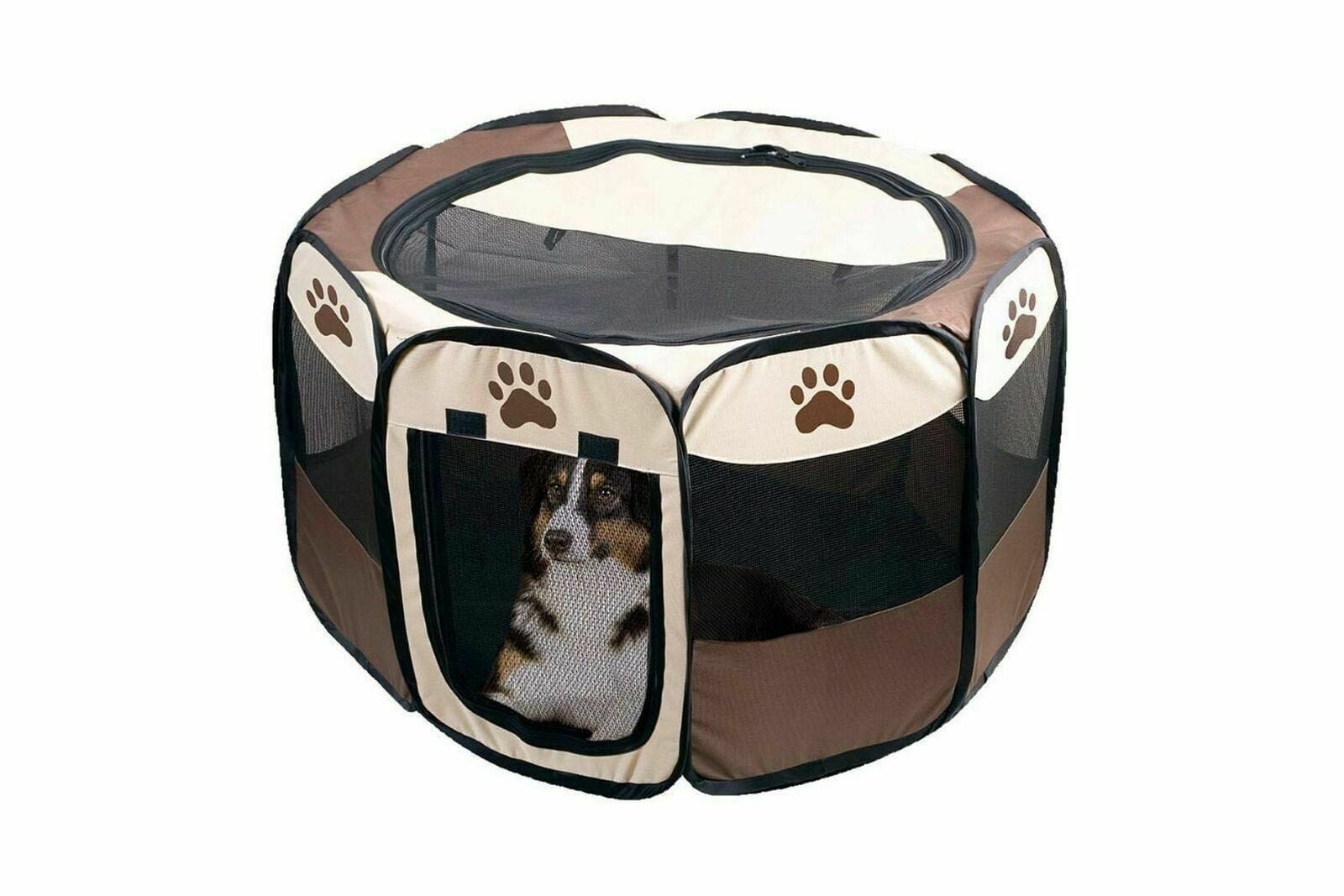 Portable Foldable Pet Playpen For Dogs, Paw Print - Indoor and Outdoor ...