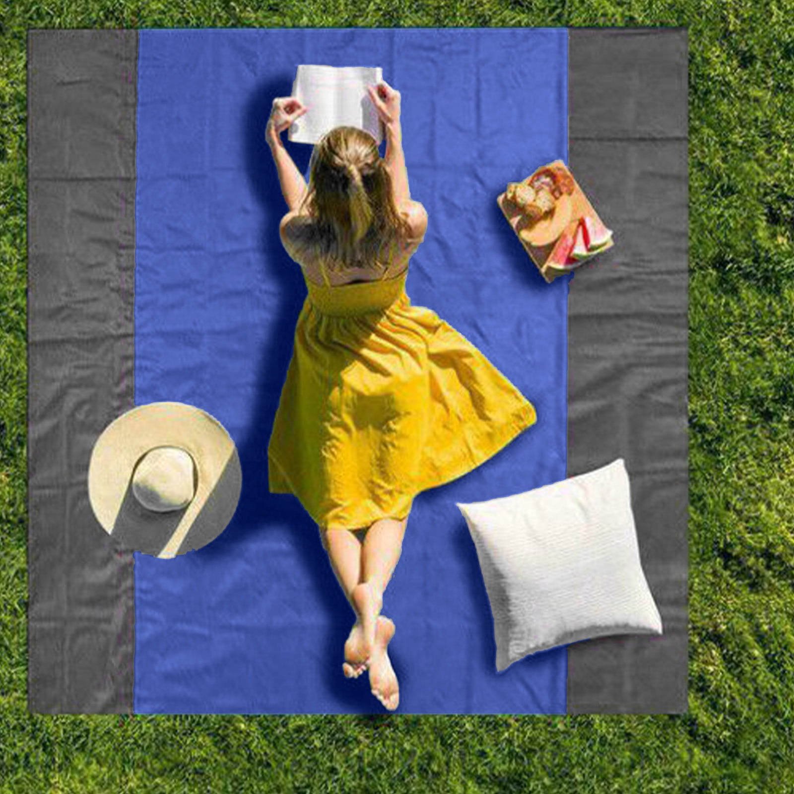 Portable Foldable Polyester Mat, 4-6 Person Seating, Large Storage ...