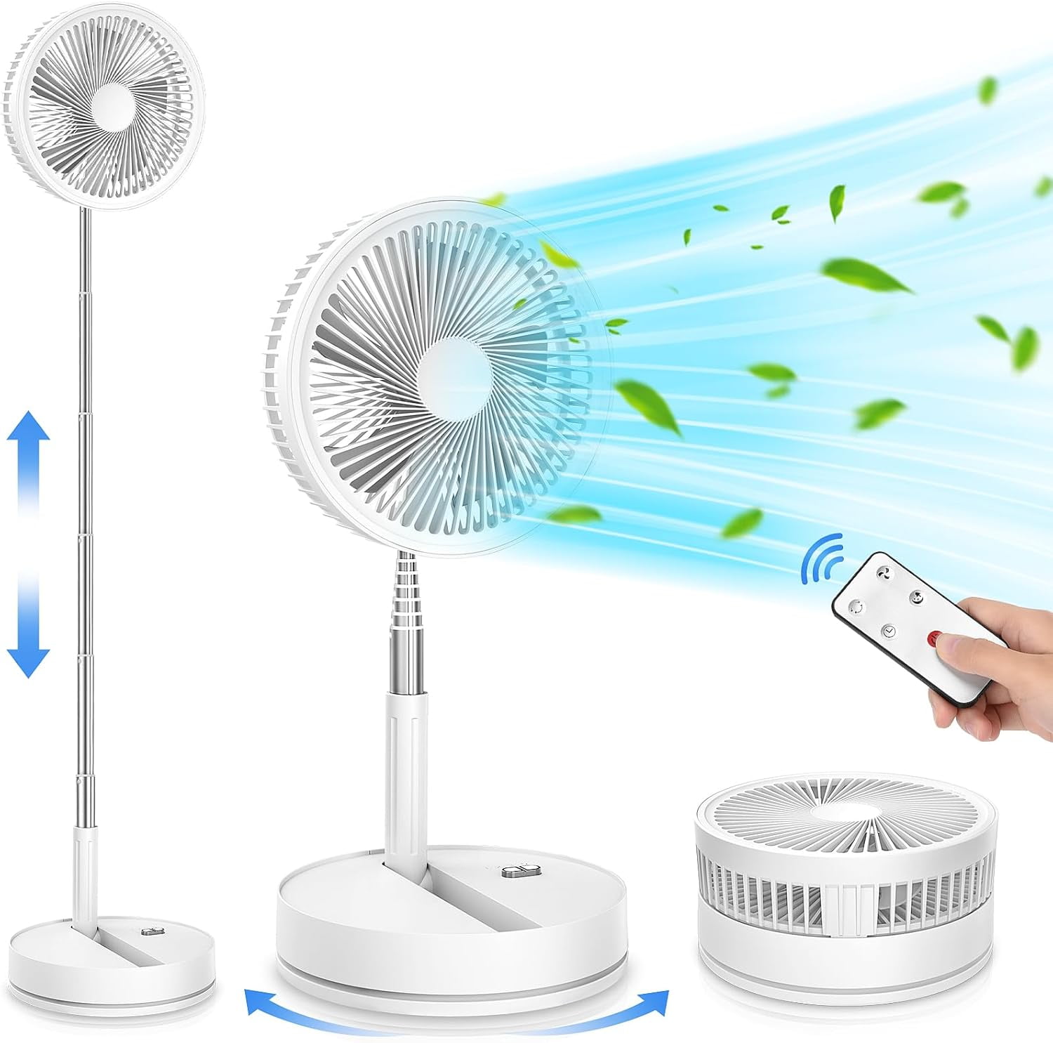 Portable Foldable Rechargeable Oscillating Fan - 9" 7200mah Battery ...