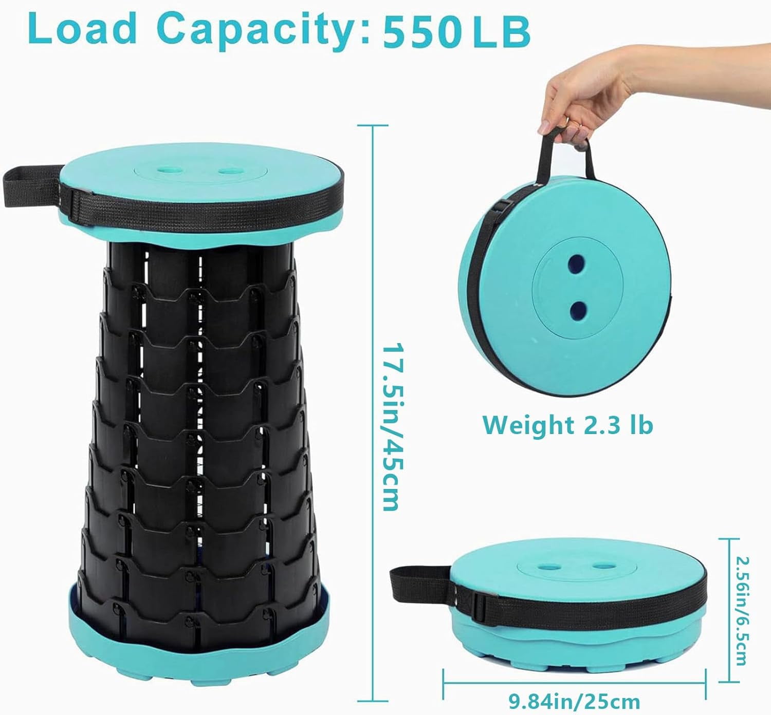 Portable Foldable Telescoping Stool with High Load Capacity, Adjustable ...