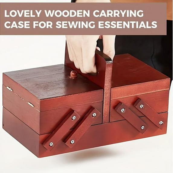 Portable Foldable Wooden Sewing Box Organizer – Ideal Storage for ...