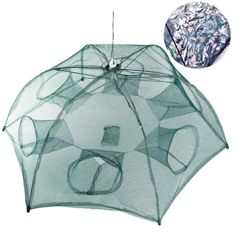 Portable Folded Automatic Fishing Trap Net – 6-Sided 6-Hole Bait Trap ...