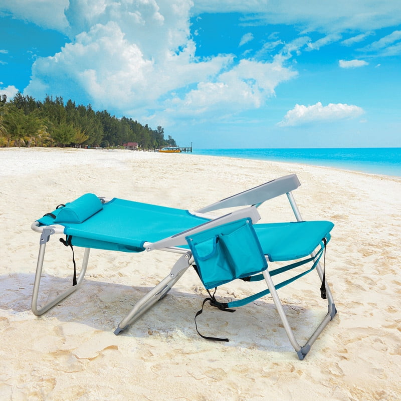 Portable Folding Beach Chair Heightened Oxford Cloth Silver White ...