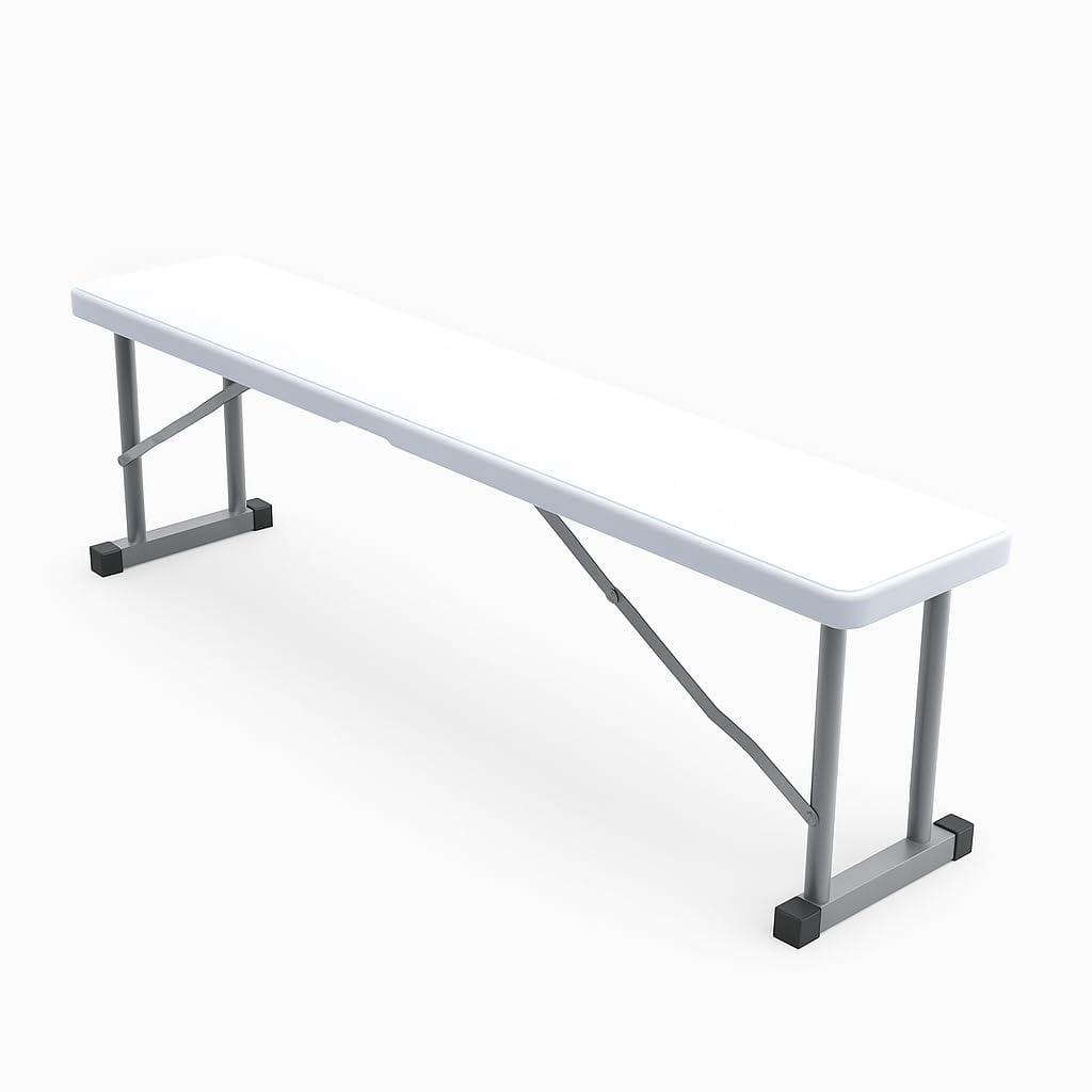 Portable Folding Bench 2.75ft, White Resin Top with Powder-Coated Steel ...