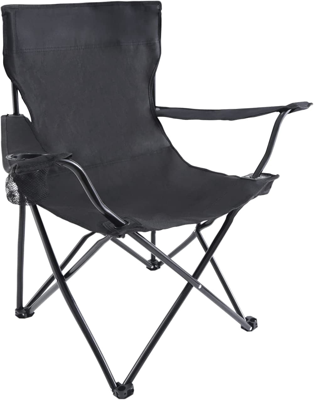 Portable Folding Black Camping Chair, XL w/Armrest, Black - Walmart.com