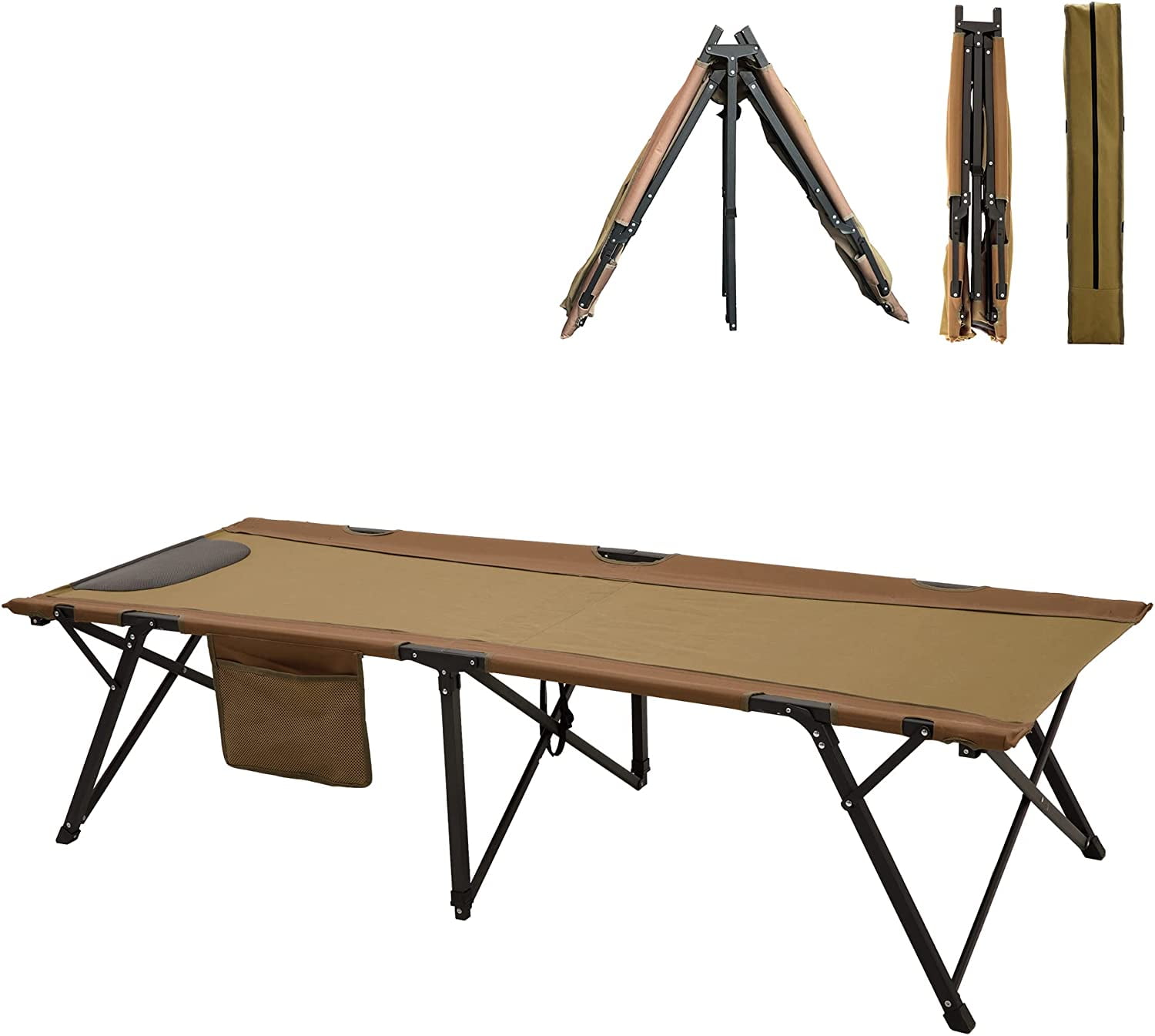 Portable Folding Camping Cot High Off Ground, Outdoor Sleeping Cots for ...