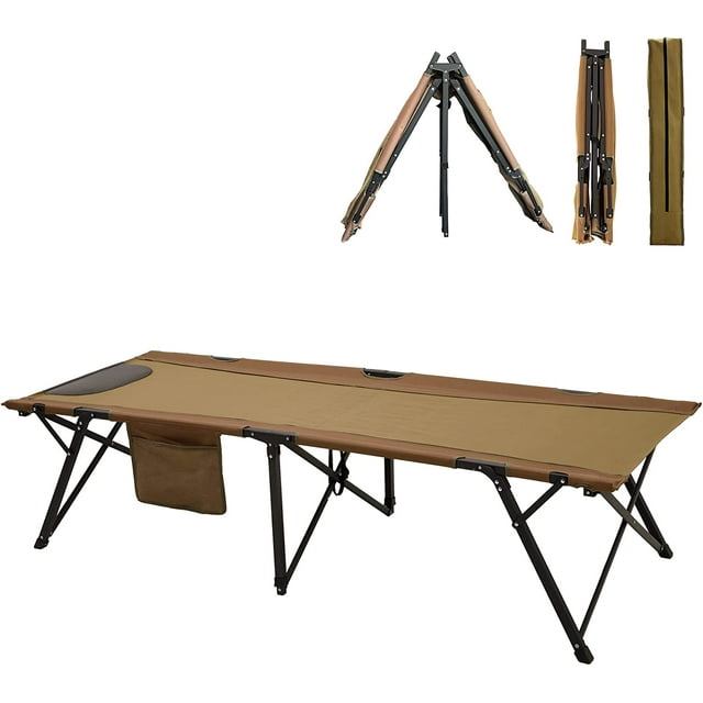 Portable Folding Camping Cot High Off Ground, Outdoor Sleeping Cots for ...