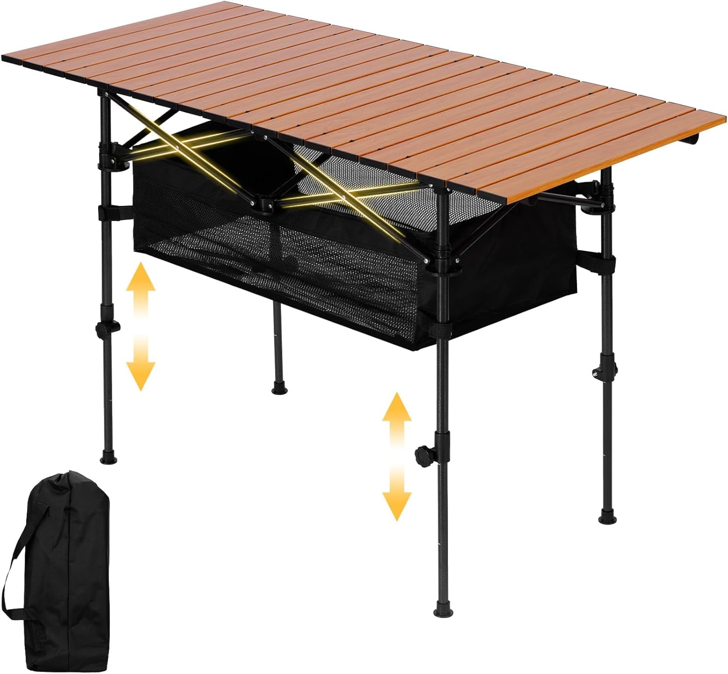 Portable Folding Camping Table, 4-6 Person Aluminum Outdoor Picnic ...