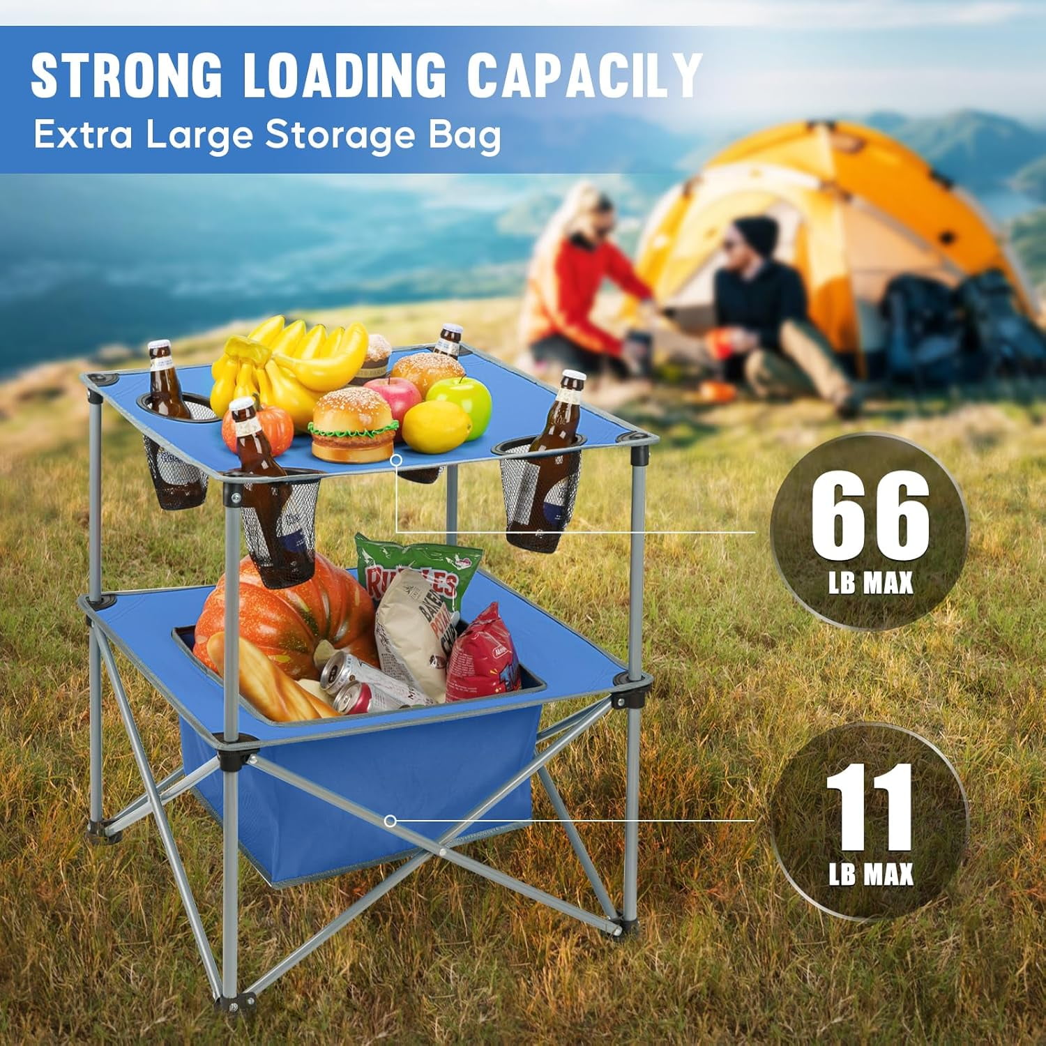 Portable Folding Camping Table Lightweight Outdoor Picnic Table with 4 ...