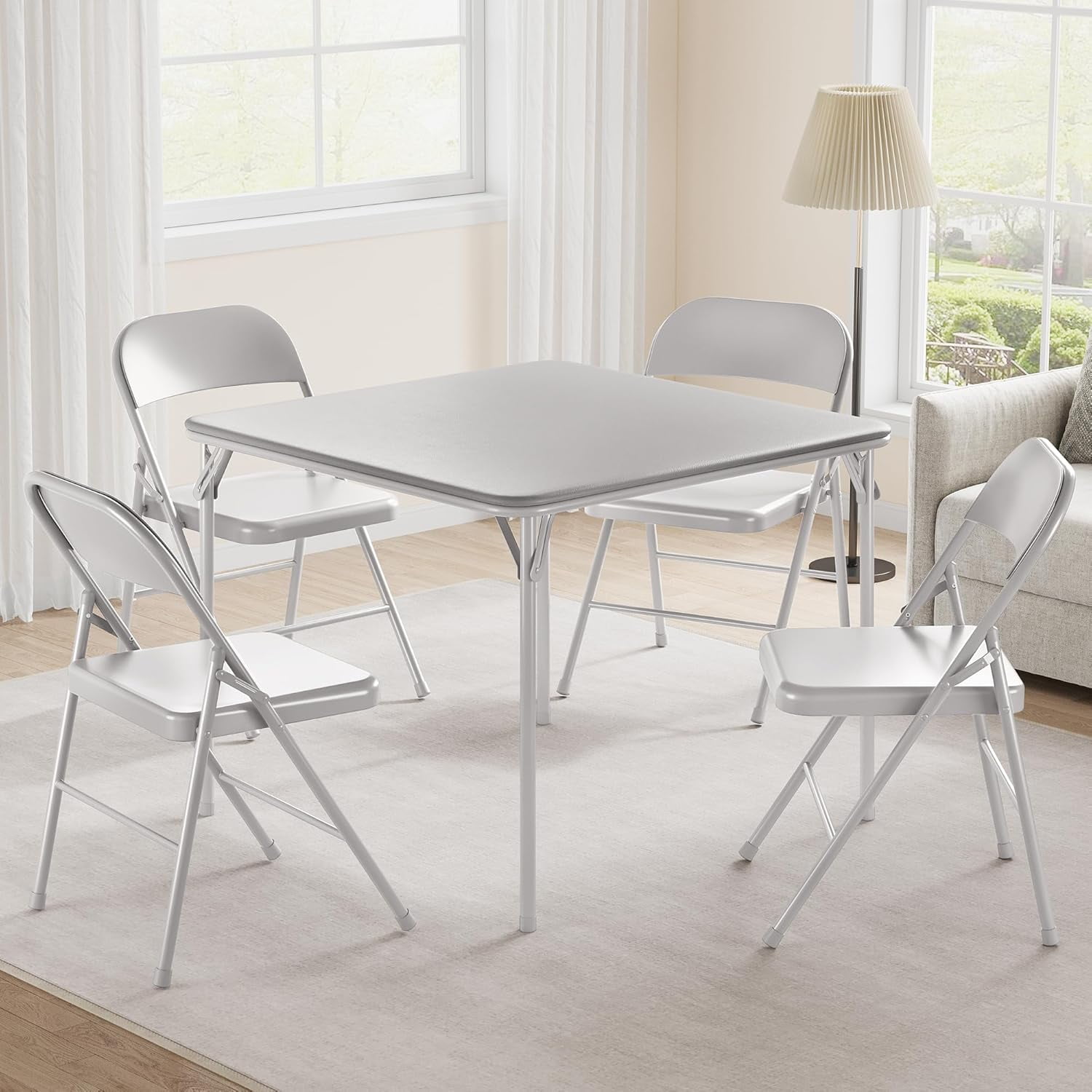 Portable Folding Card Table and Chair Set of 5 Pu Upholstered Foldable ...