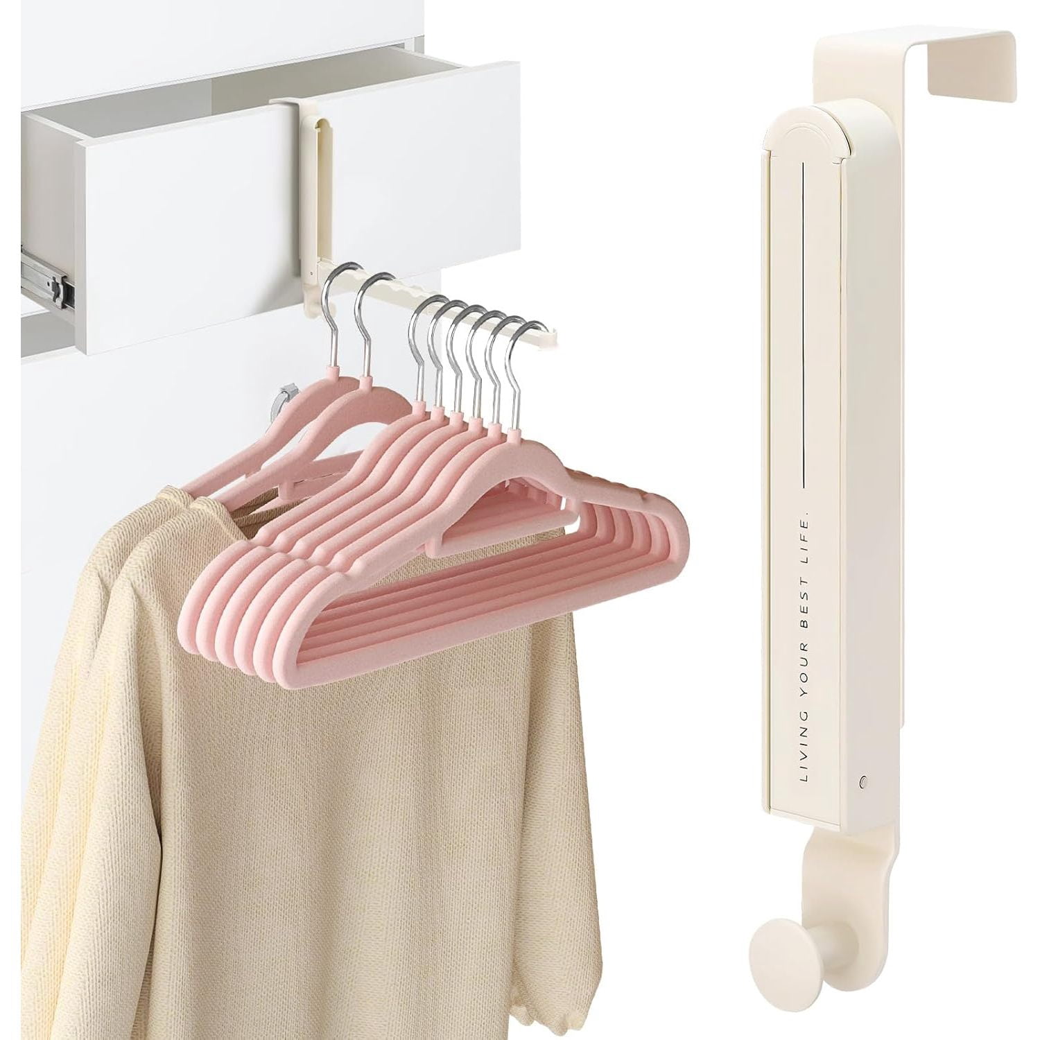 Portable Folding Clothes Drying Rack Over The Door Hooks Hanger ...
