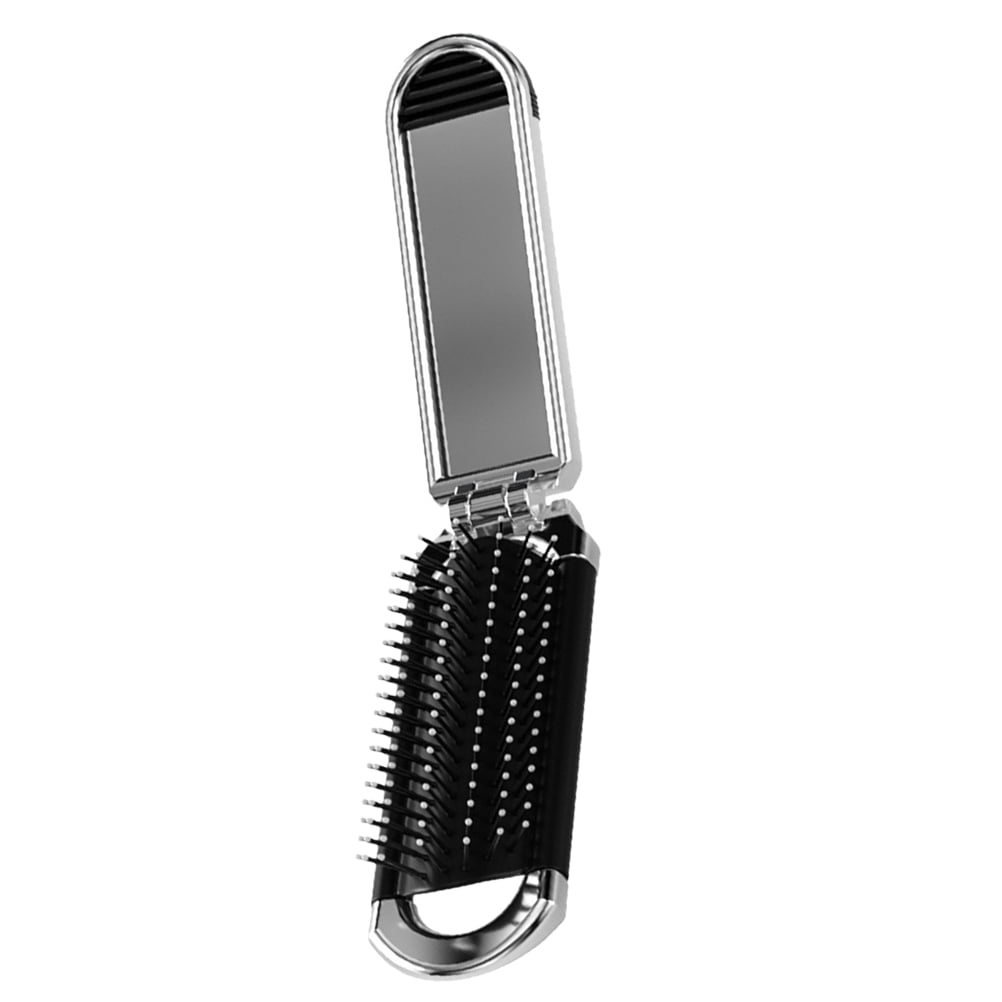 Portable Folding Comb Bag with Mirror (Silver) Mini Brush for Hair ...