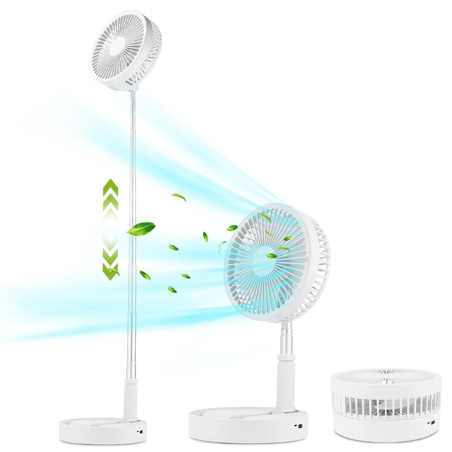 Portable Folding Desk Fan Quiet Low Noise Table Fan USB Rechargeable ...