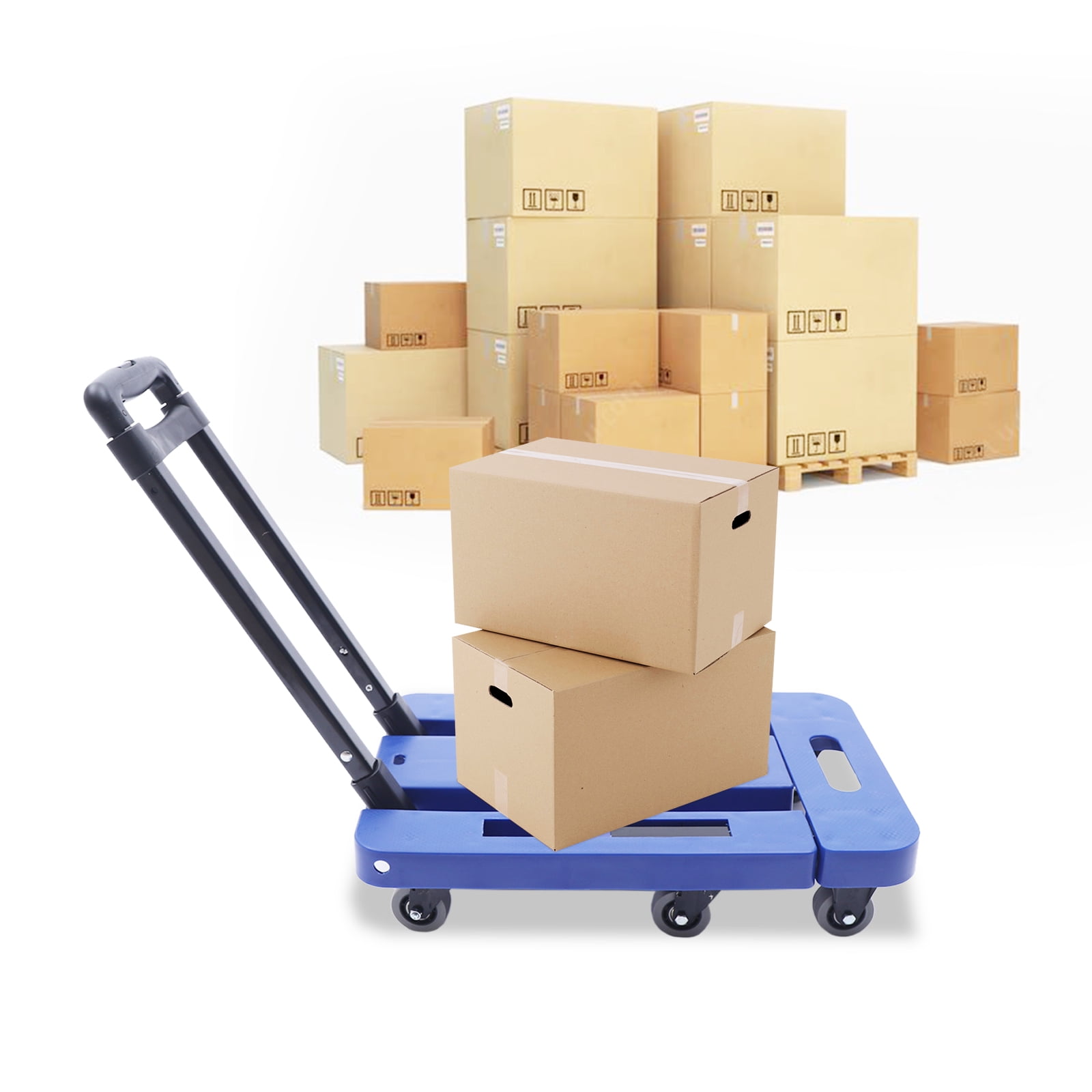 Portable Folding Dolly Cart Hand Truck, Collapsible 220Lb Load Capacity ...