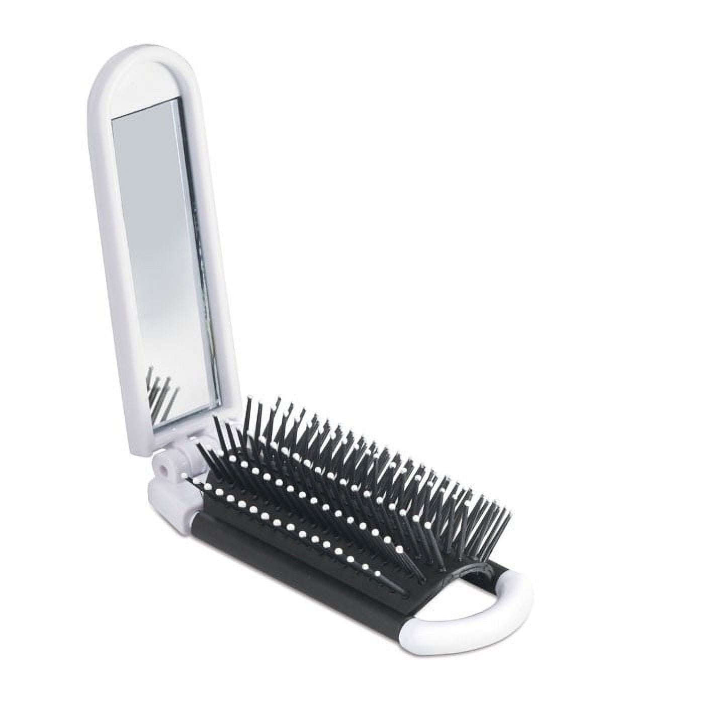 Portable Folding Hair Brush With Mirror Compact Travel Comb - White (2 ...
