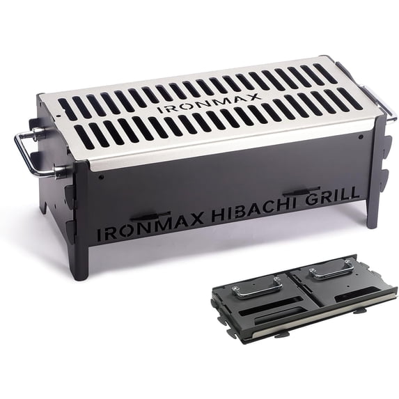 Portable Folding Hibachi Grill, Heavy Duty Charcoal & Wood-Burning ...