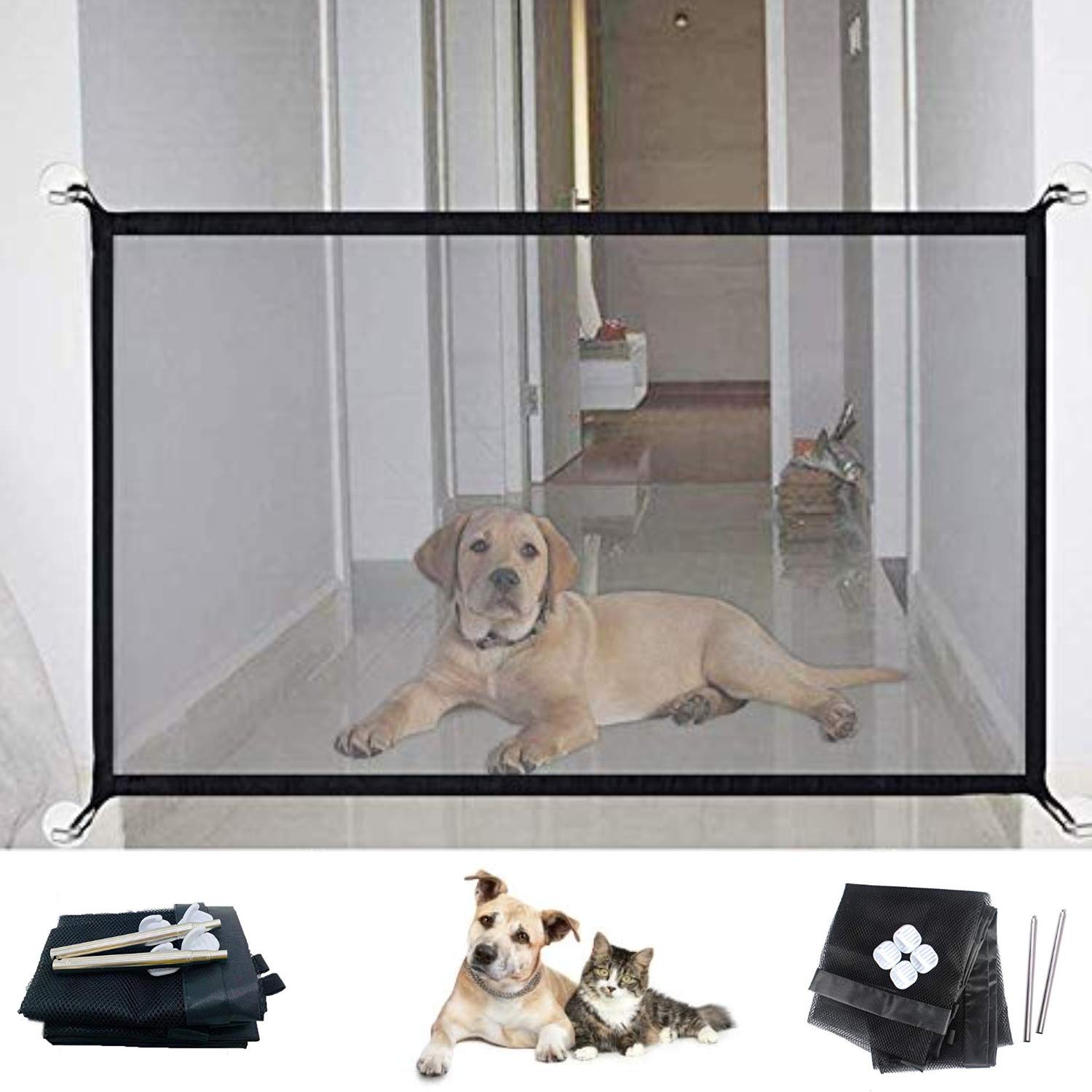 Portable Folding Mesh Safety Enclosure Fence Guard Gate for Dog and ...