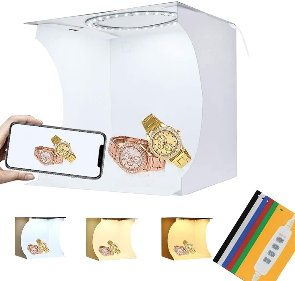 Portable Folding Mini 3 Modes Dimmable LED Ring Light Box 20cm Lightbox ...