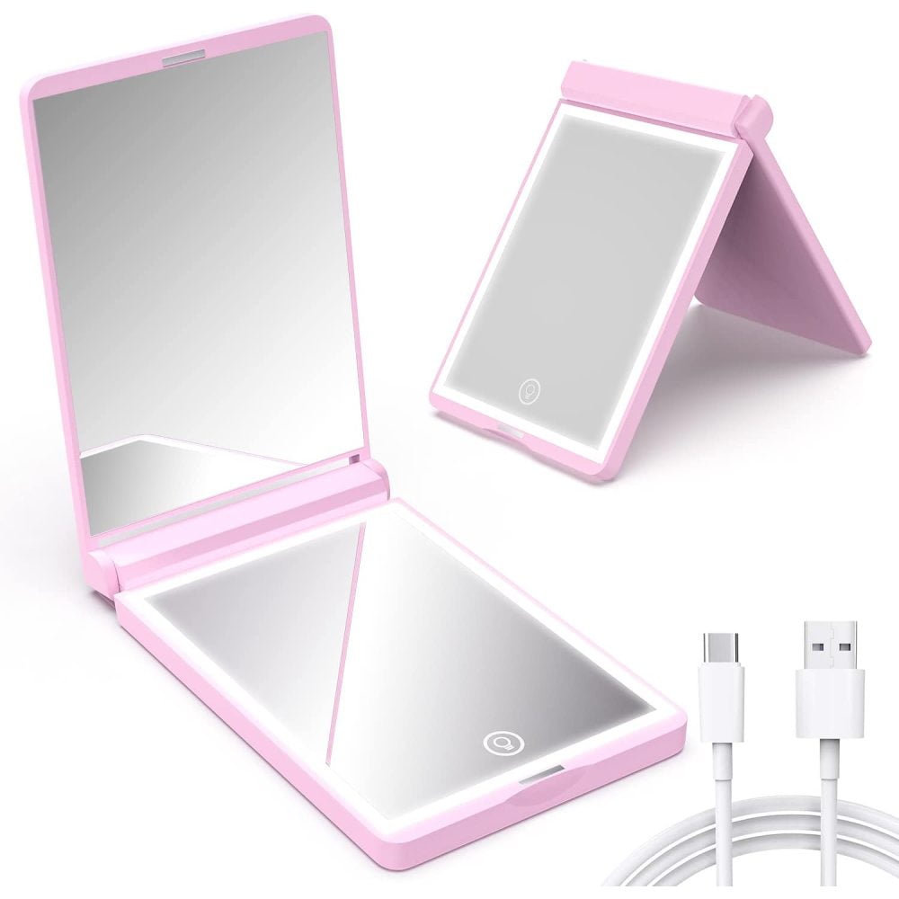 Portable Folding Mirror, Magnification LED Compact Beauty Solution ...