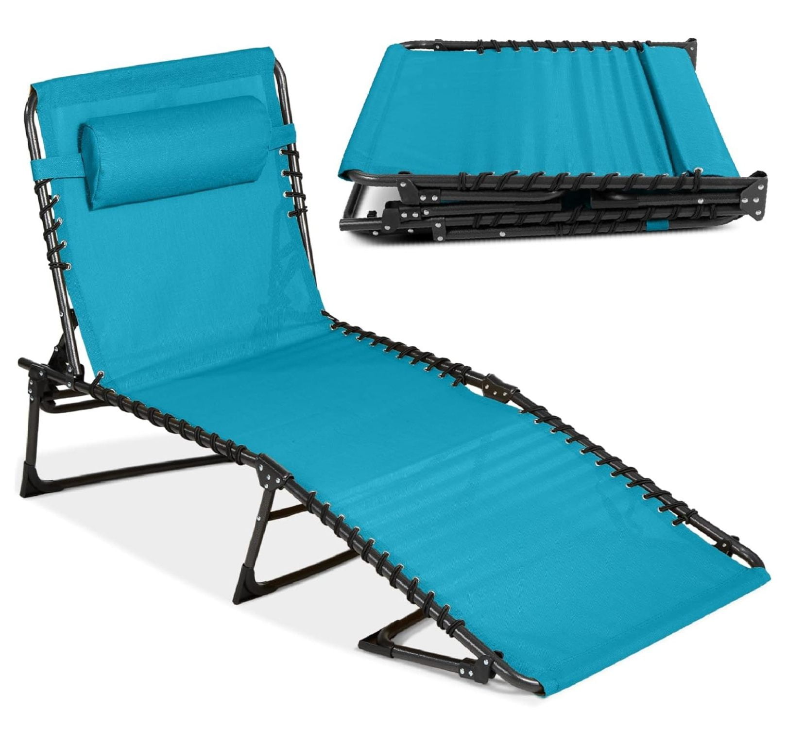 Portable Folding Patio Chaise Lounge Chair with 8 Adjustable Positions ...