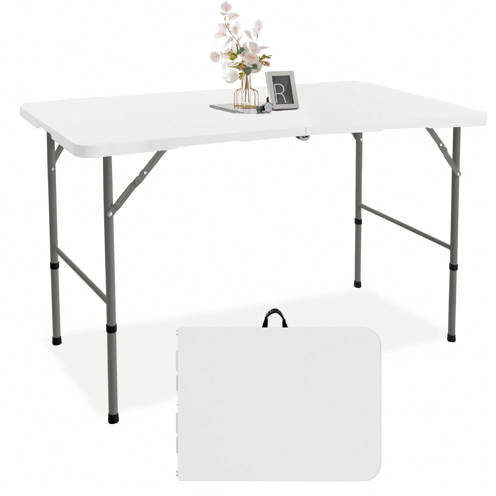 Portable Folding Plastic Table with Carry Handle – 4/5/6/8FT Fold-In ...