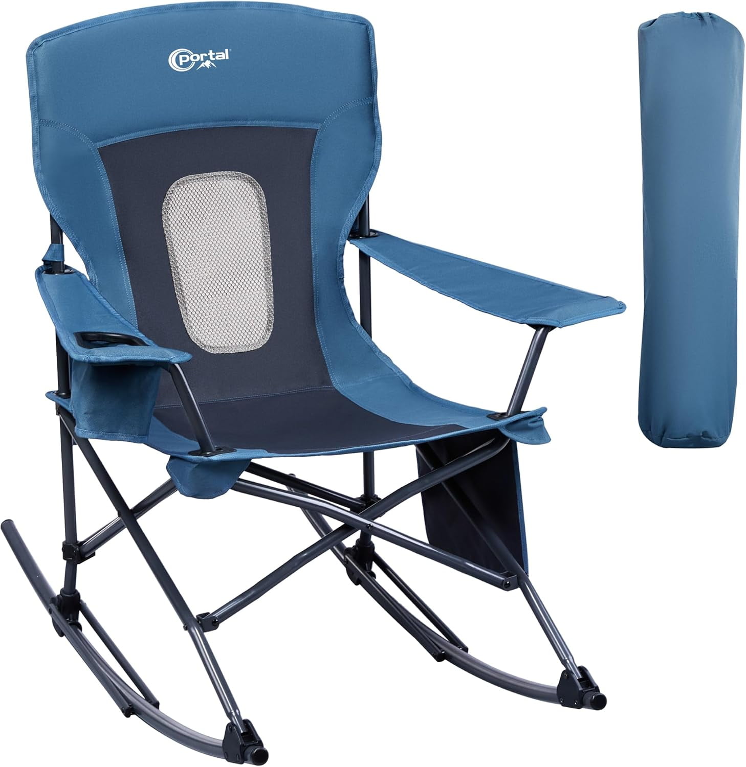 Portable Folding Rocking Chair for Adults with Cup Holder, Side Pocket ...