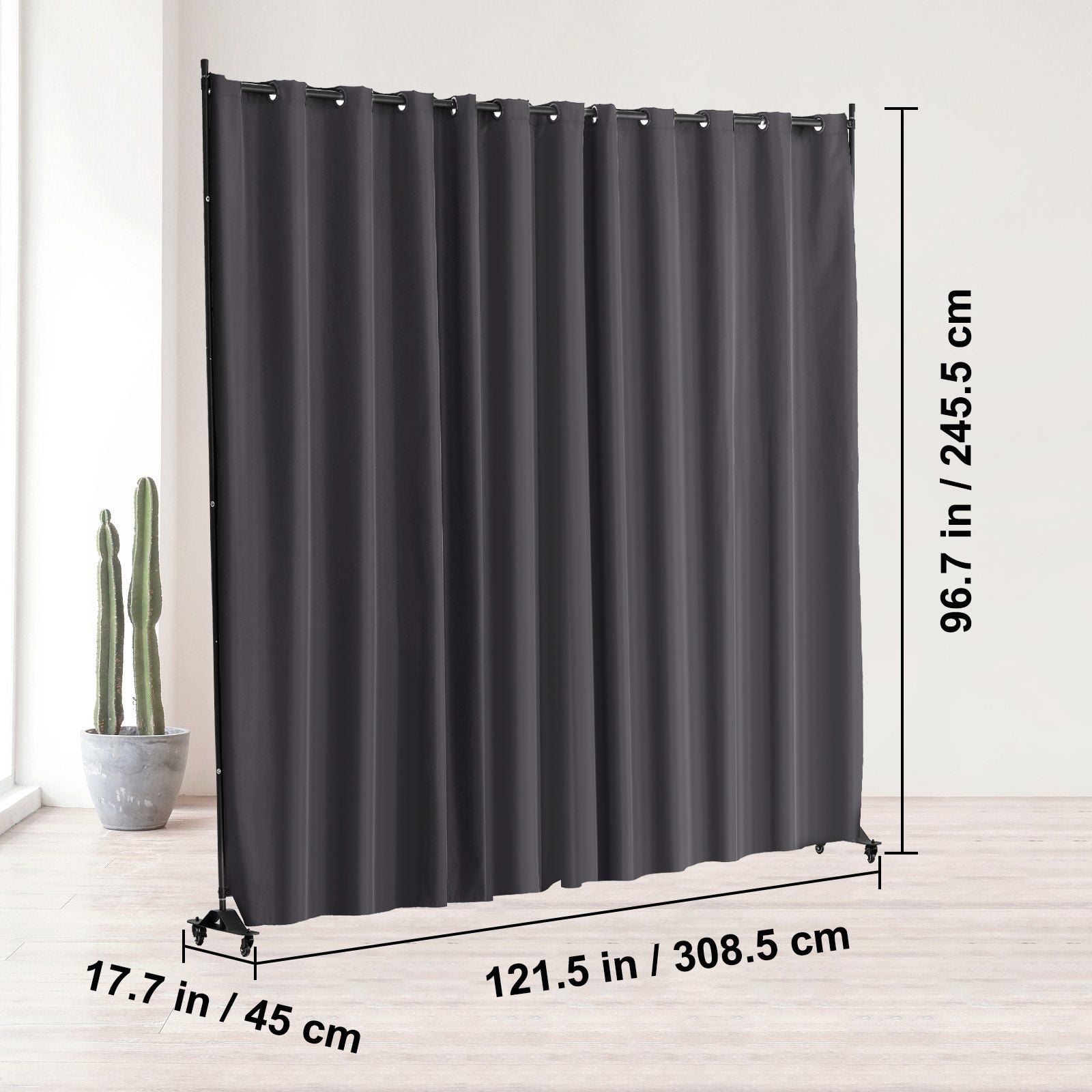 Portable Folding Room Divider on Casters - Freestanding Privacy Curtain ...