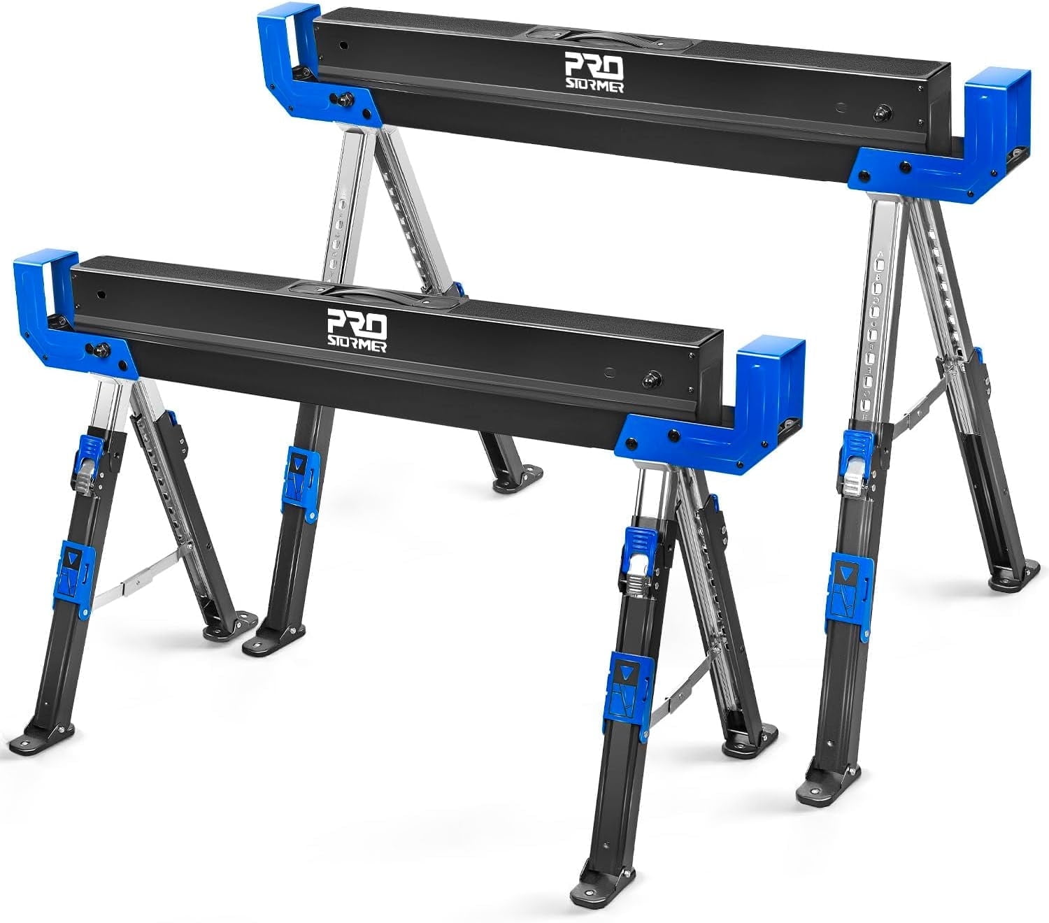 Portable Folding Saw Horse 2-Piece Set, 2600 Pound Load Capacity and 24 ...