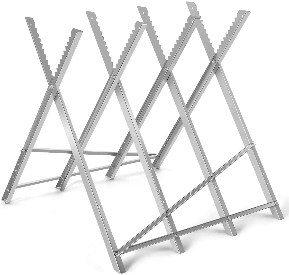 Portable Folding Sawhorse, Adjustable Steel Sawbuck for Firewood, Heavy ...