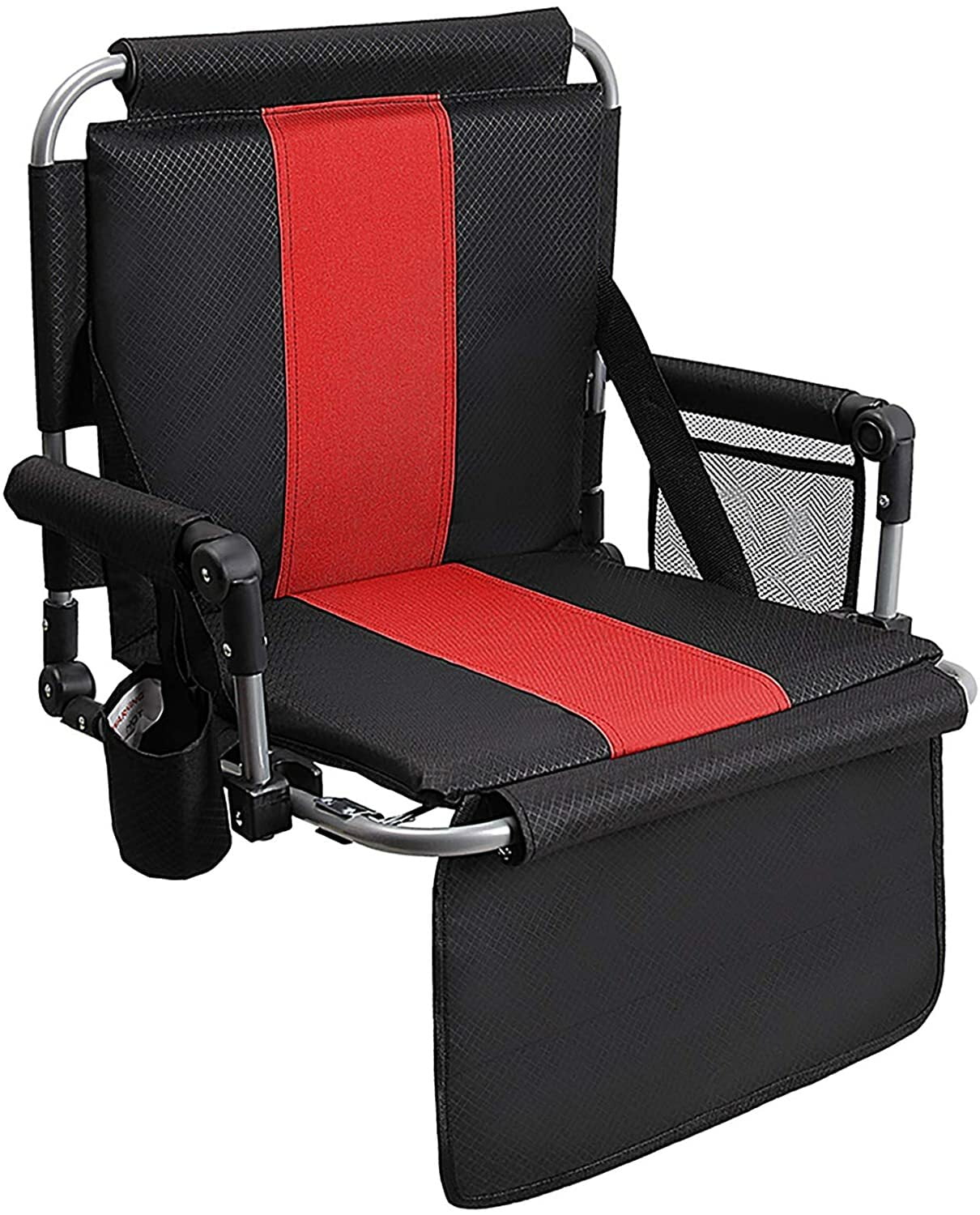 Portable Folding Stadium Seat Chair for with Back Armrest Cushion Black ...