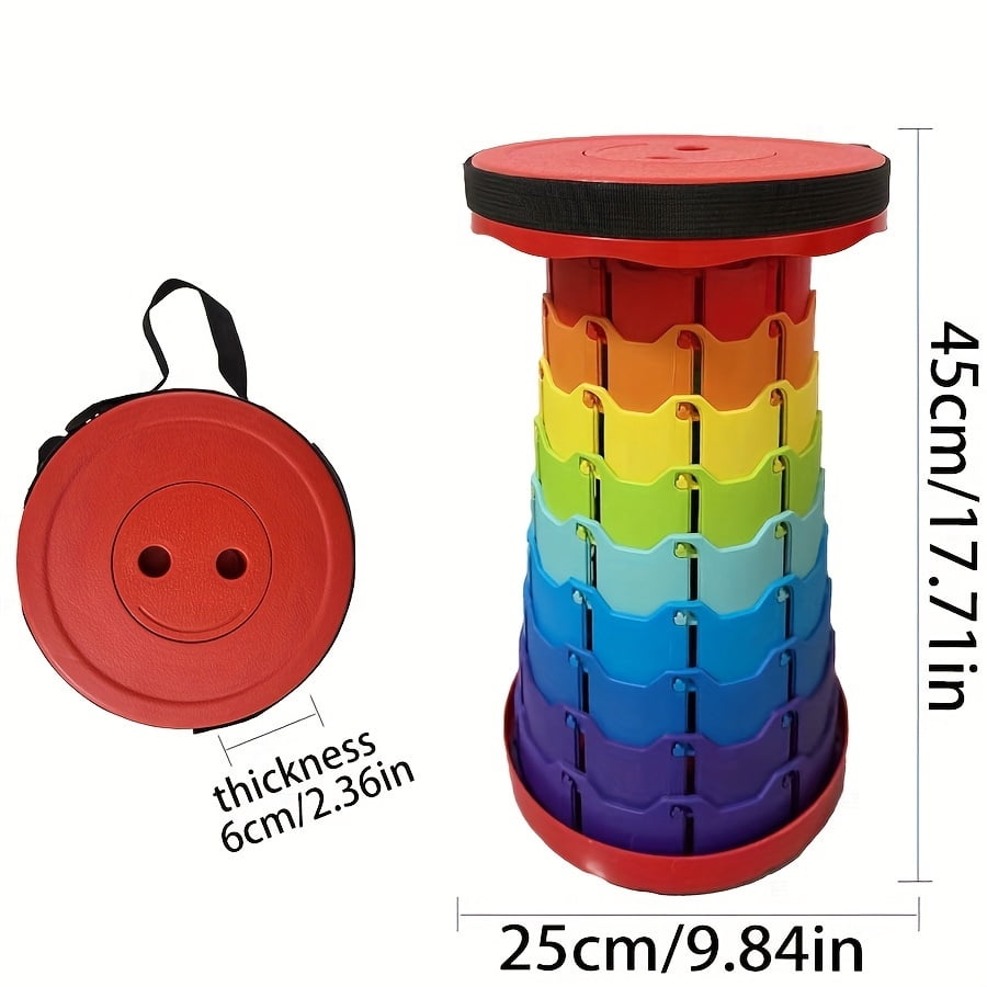 A Portable Folding Stool Adjustable Height, Rainbow Retractable Chair ...