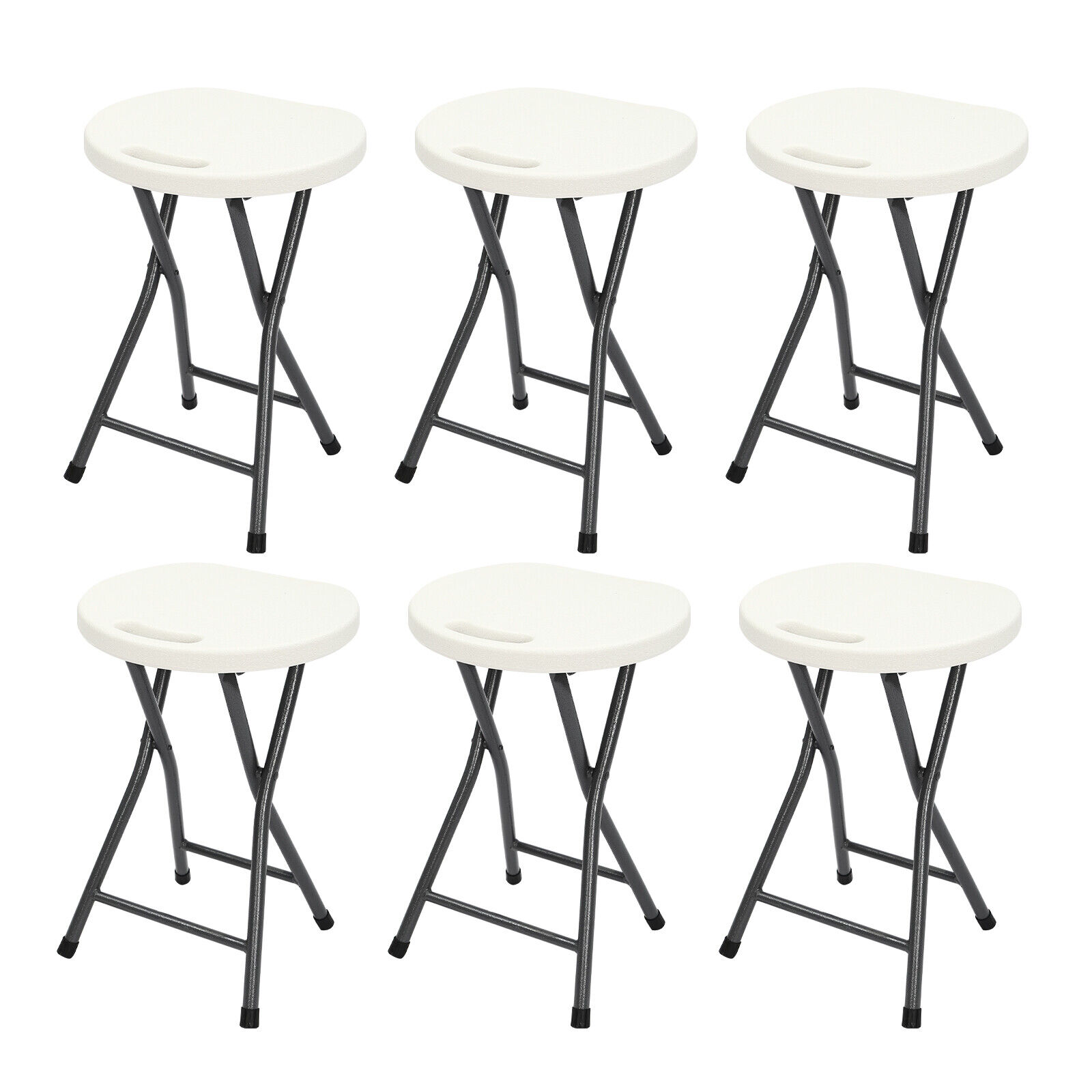 Portable Folding Stools 6PCS 220.46lbs Stackable Round Stool W/ Handle ...