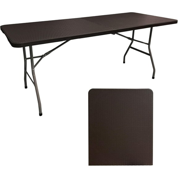 Magshion 4.5FT Foldable Plastic Patio Table, Weatherproof, Heavy-Duty ...