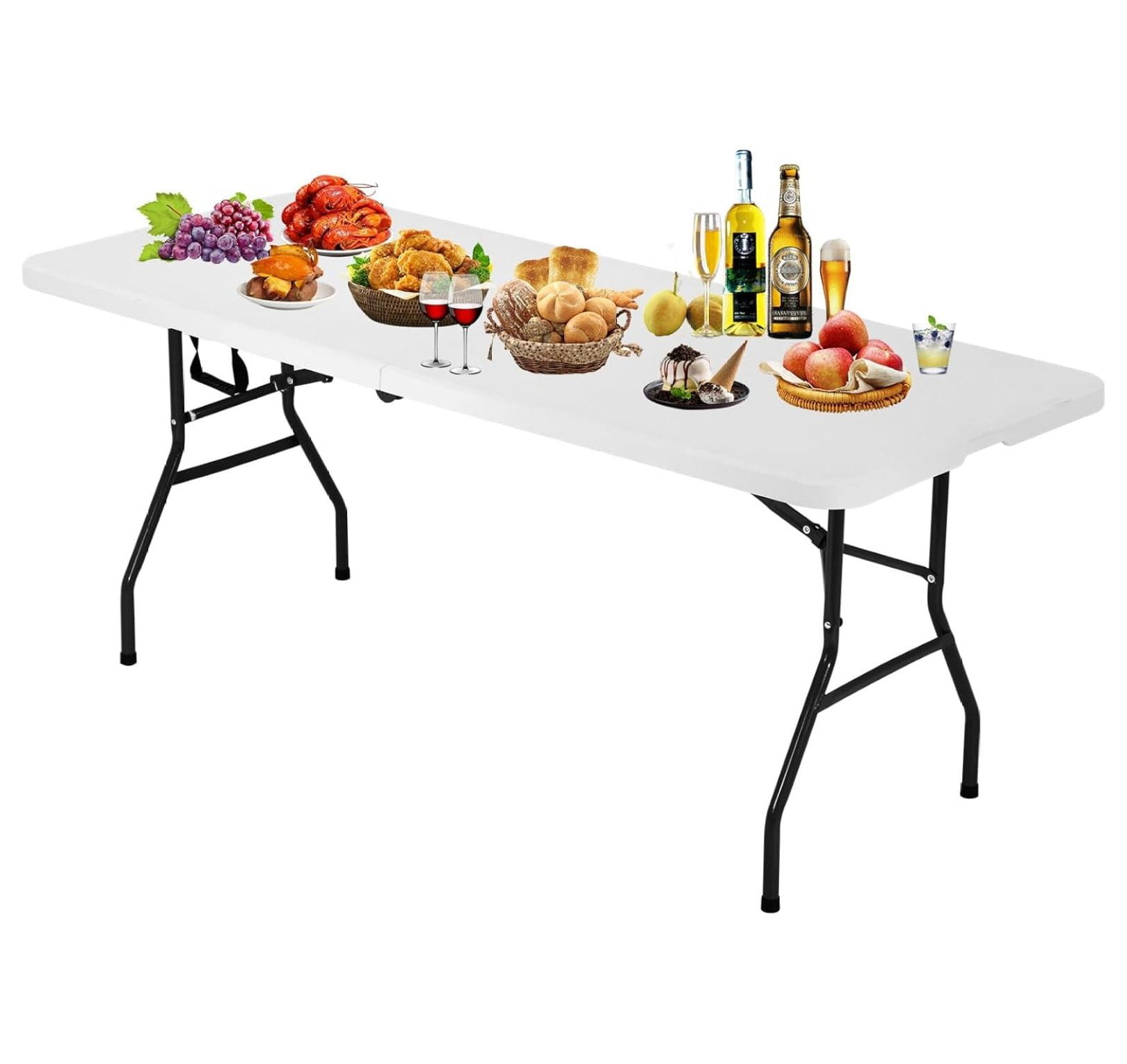 Portable Folding Table 6ft Heavy Duty Plastic Foldable Table with ...