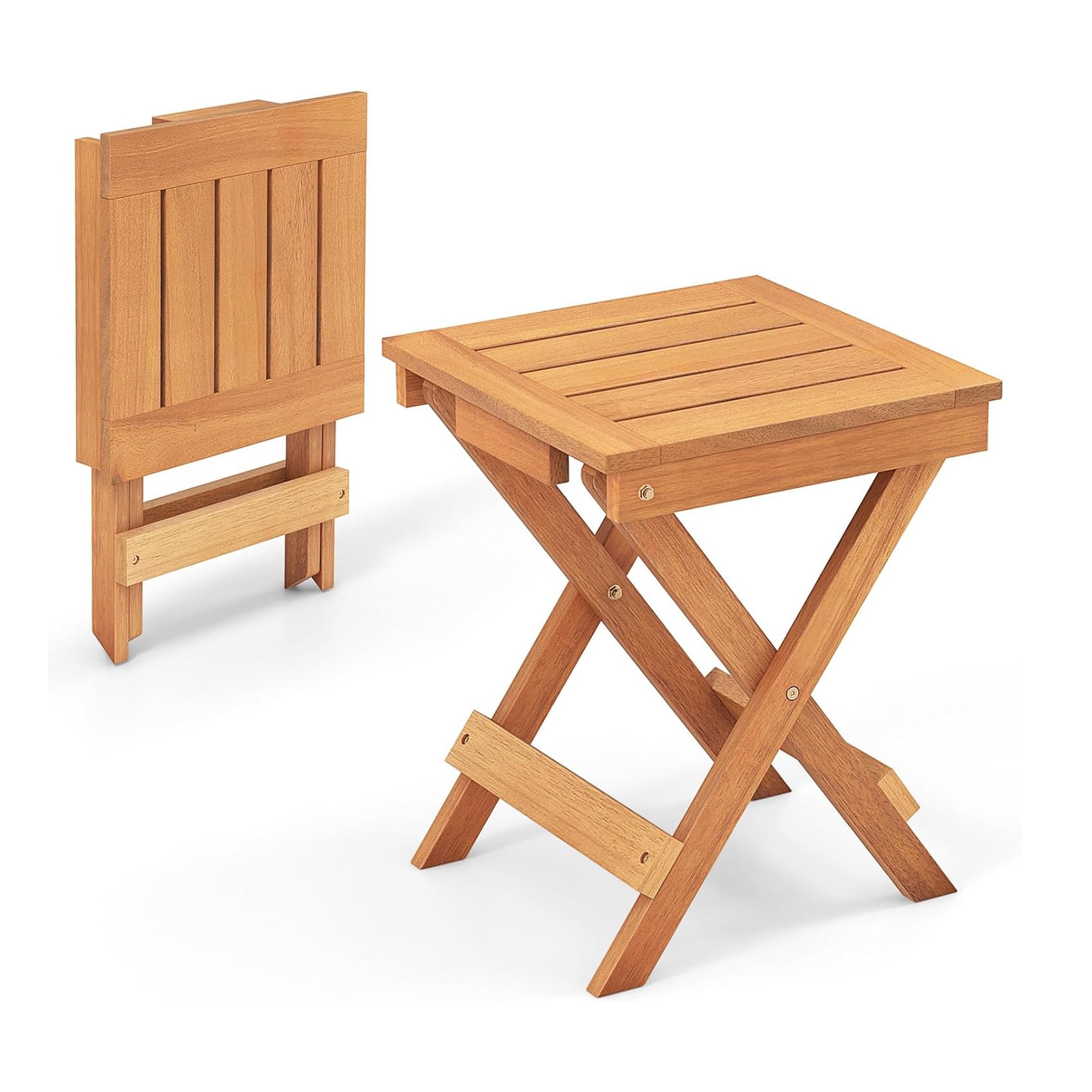 Outdoor Folding End Table, Wood Side Table Portable Folding Table ...