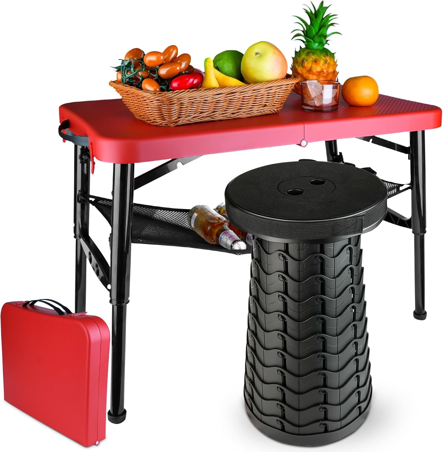 Portable Folding Table and Stool Set, Lightweight Foldable Table ...