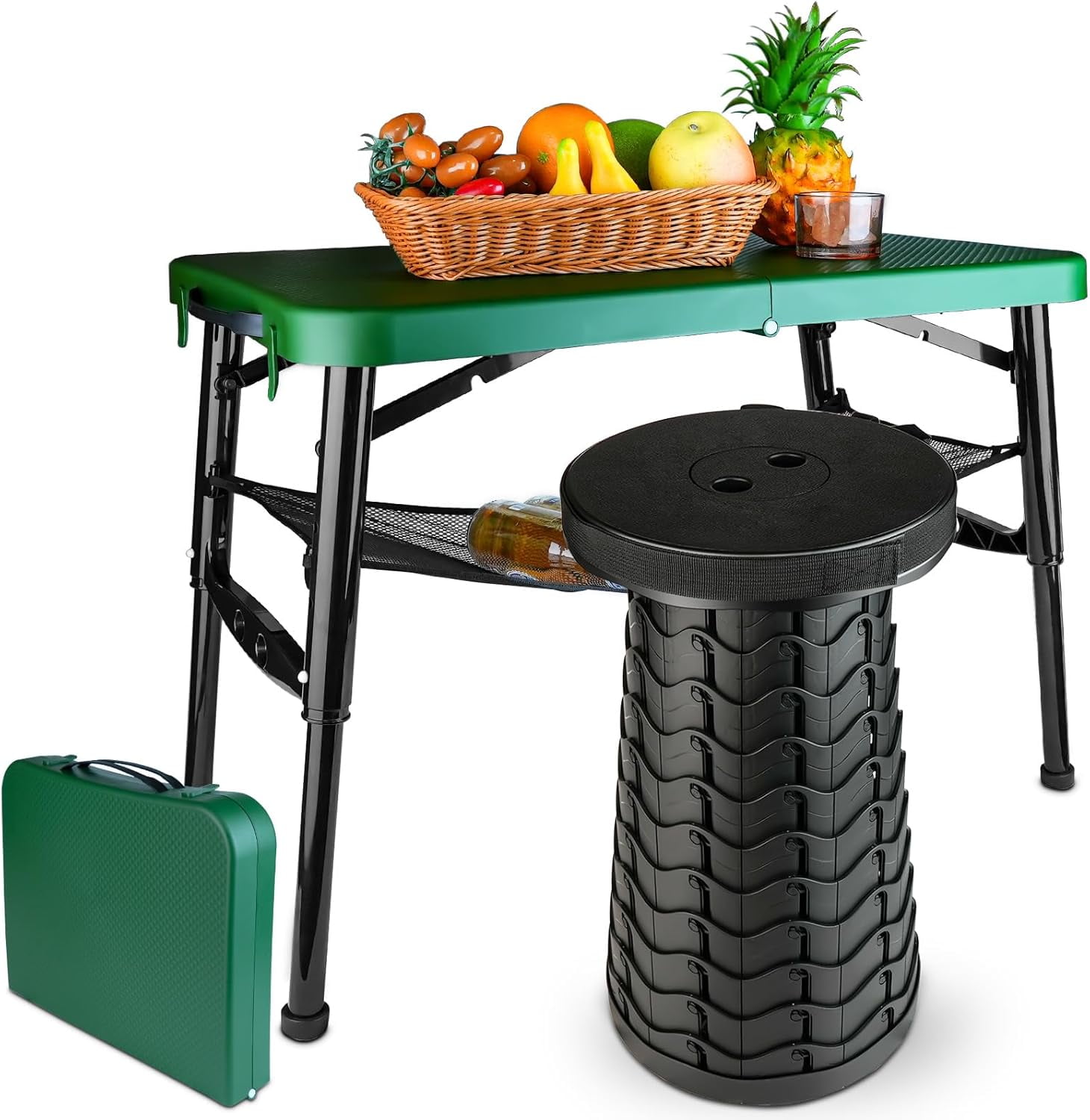 Portable Folding Table and Stool Set, Lightweight Foldable Table ...
