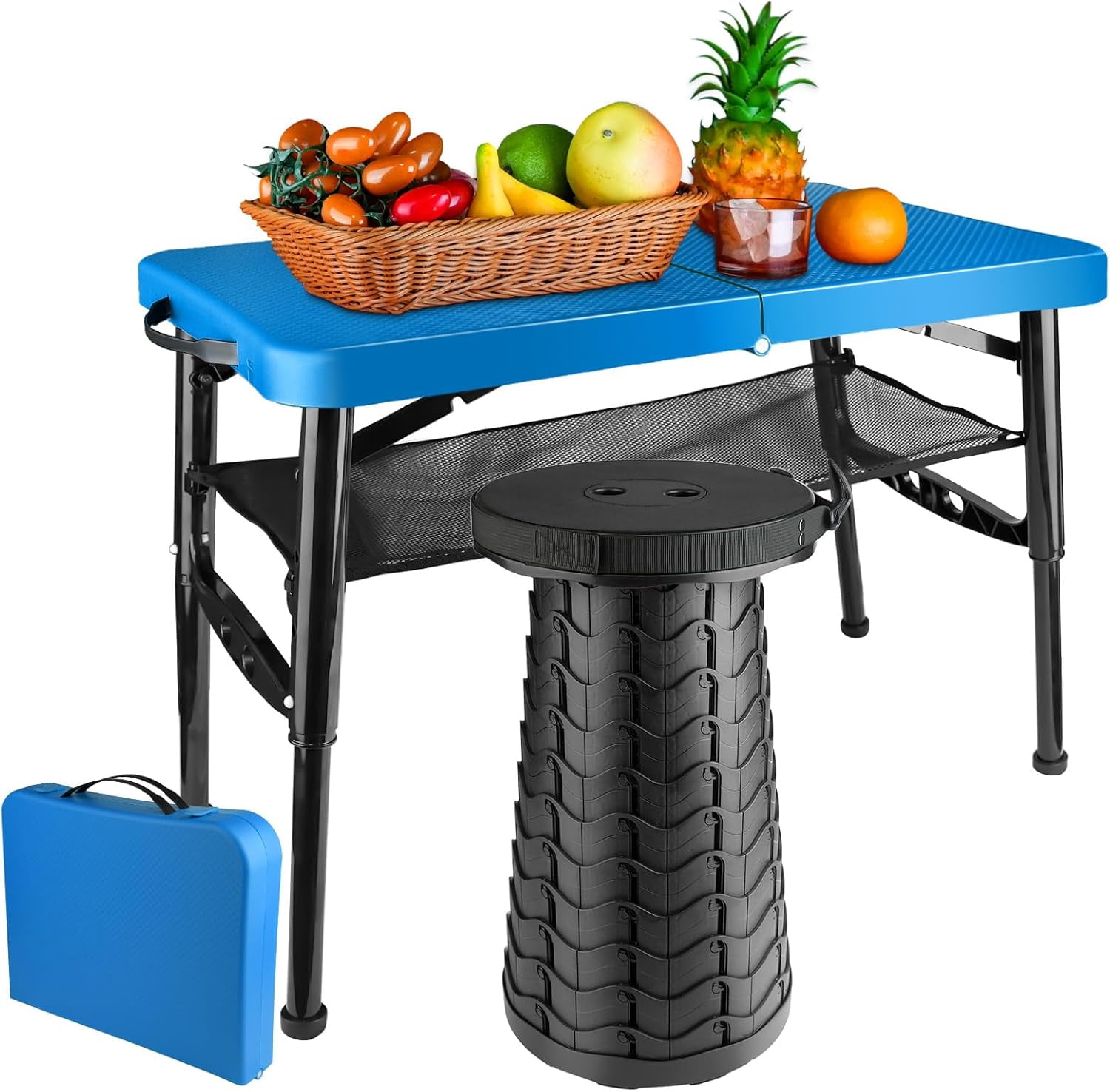 Portable Folding Table and Stool Set, Lightweight Foldable Table ...