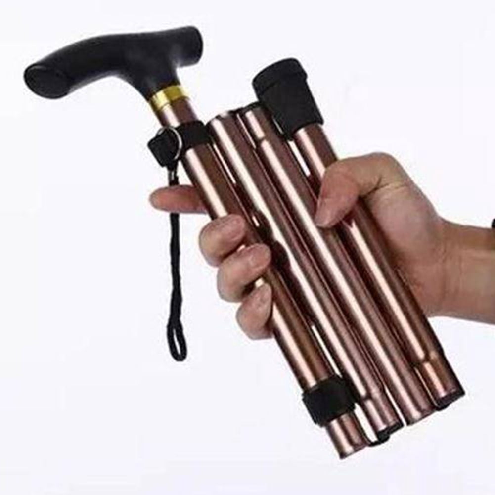 Portable Folding Walking Stick Adjustable T-Handle Trekking Stick Non ...