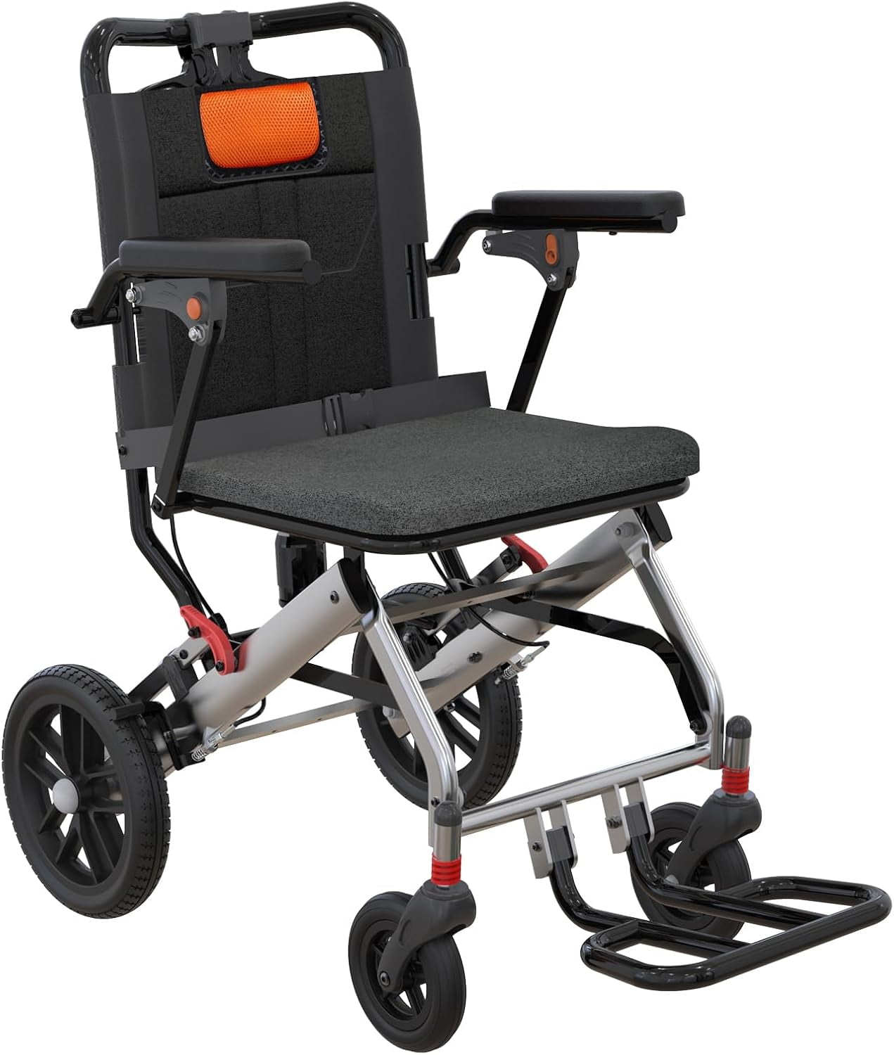 Portable Folding Wheelchair, Travel Wheelchair with Handbrake, Ultra ...