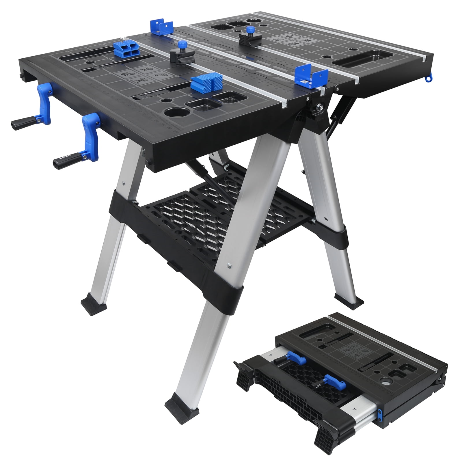Portable Folding Work Table, 2 in 1 as Sawhorse & Workbench, 32" W x 25 ...